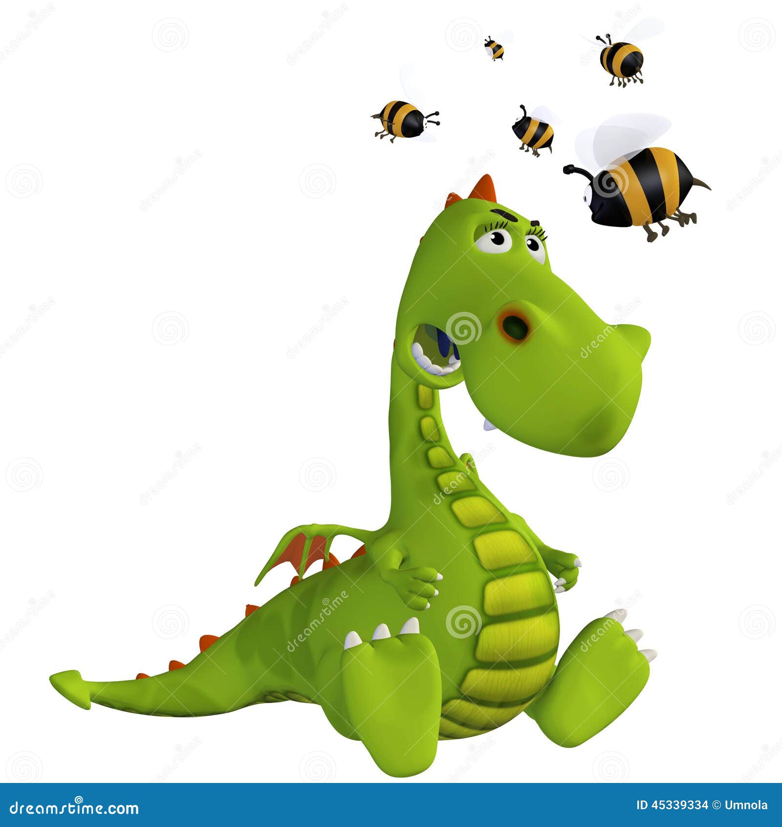 Cartoon dragon with bees stock illustration. Illustration of cartoon ...