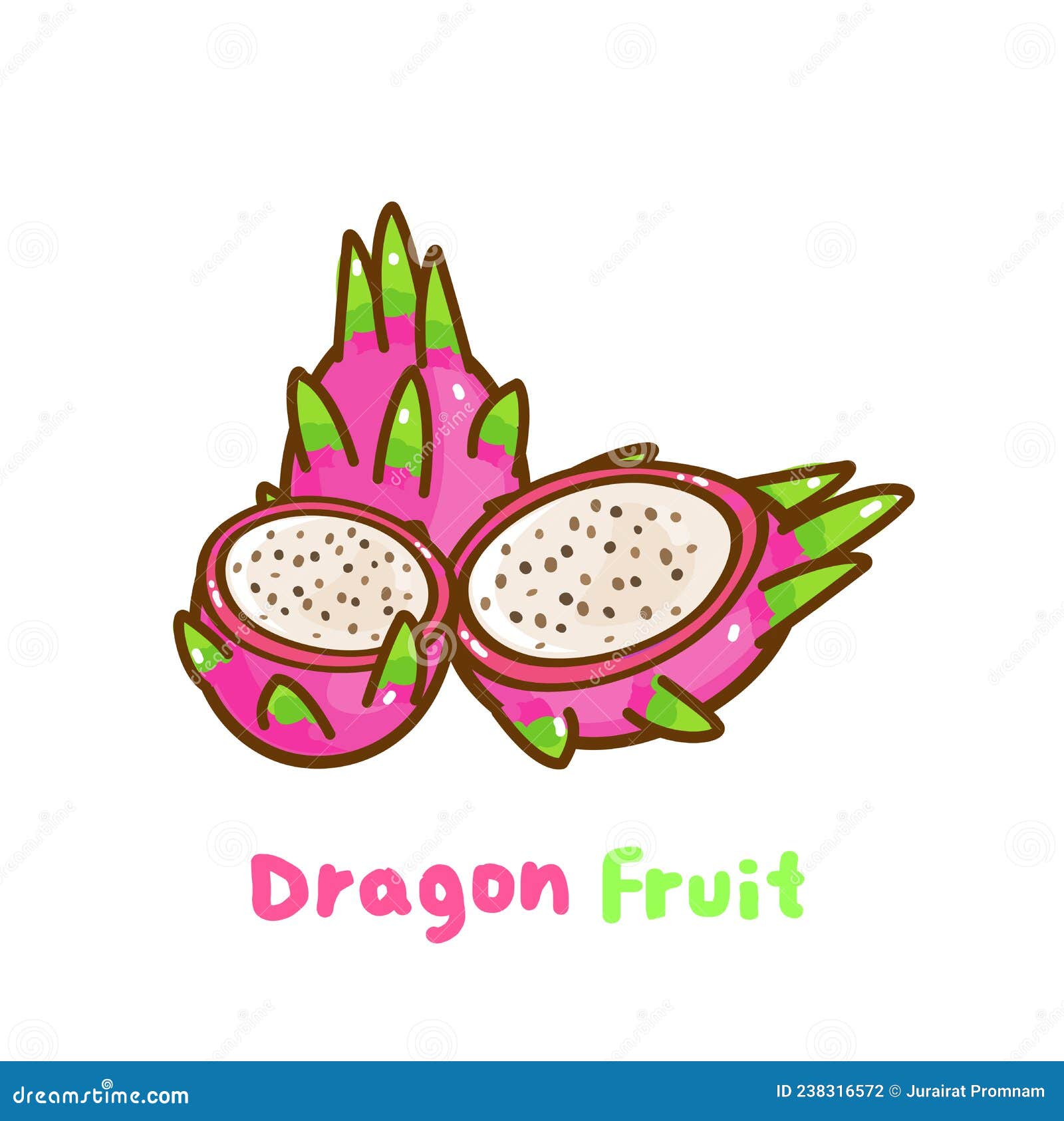 Cartoon Dragon Fruit Character Vector. Stock Vector - Illustration of ...