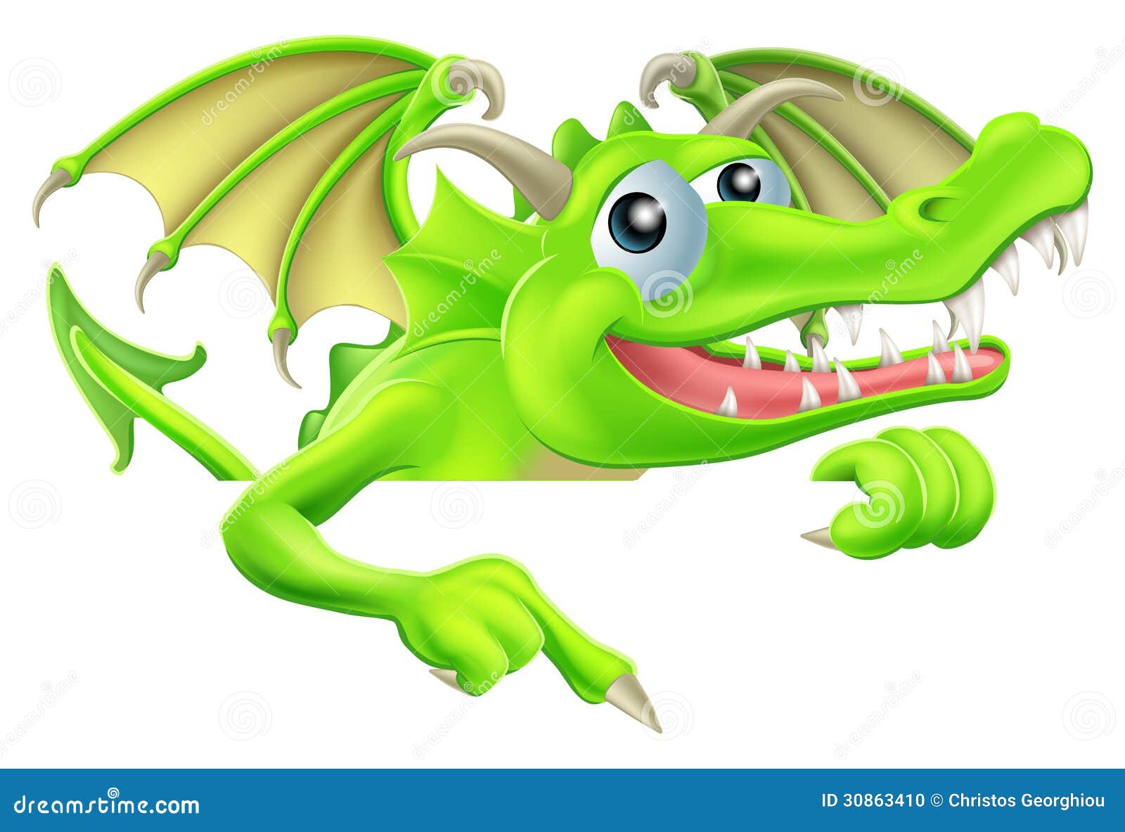 Dragon Pointing At Tower Vector Illustration | CartoonDealer.com #53844900