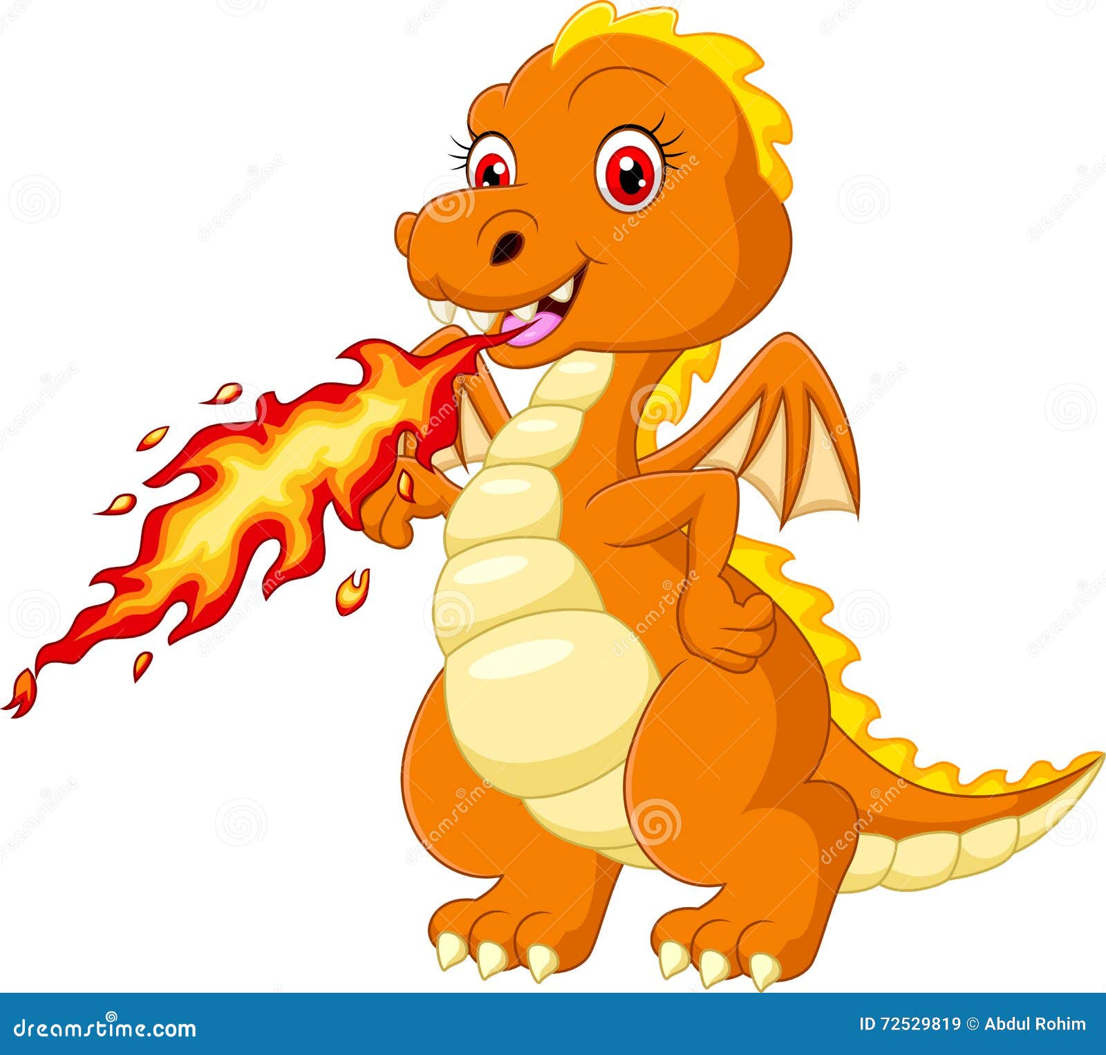 Cartoon Dragon Posing with Fire Stock Vector - Illustration of fire ...
