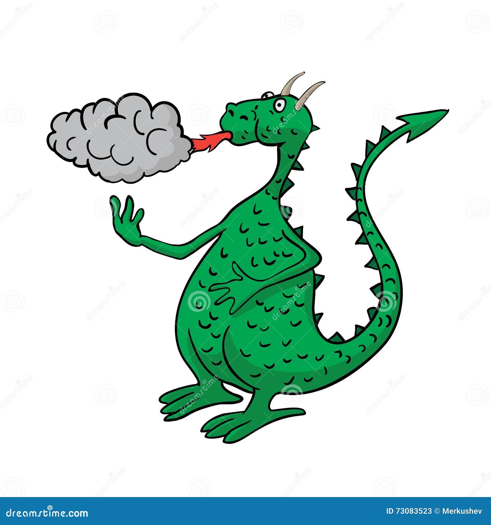 Cartoon Dragon, Spewing Fire and Smoke. Stock Vector - Illustration of ...