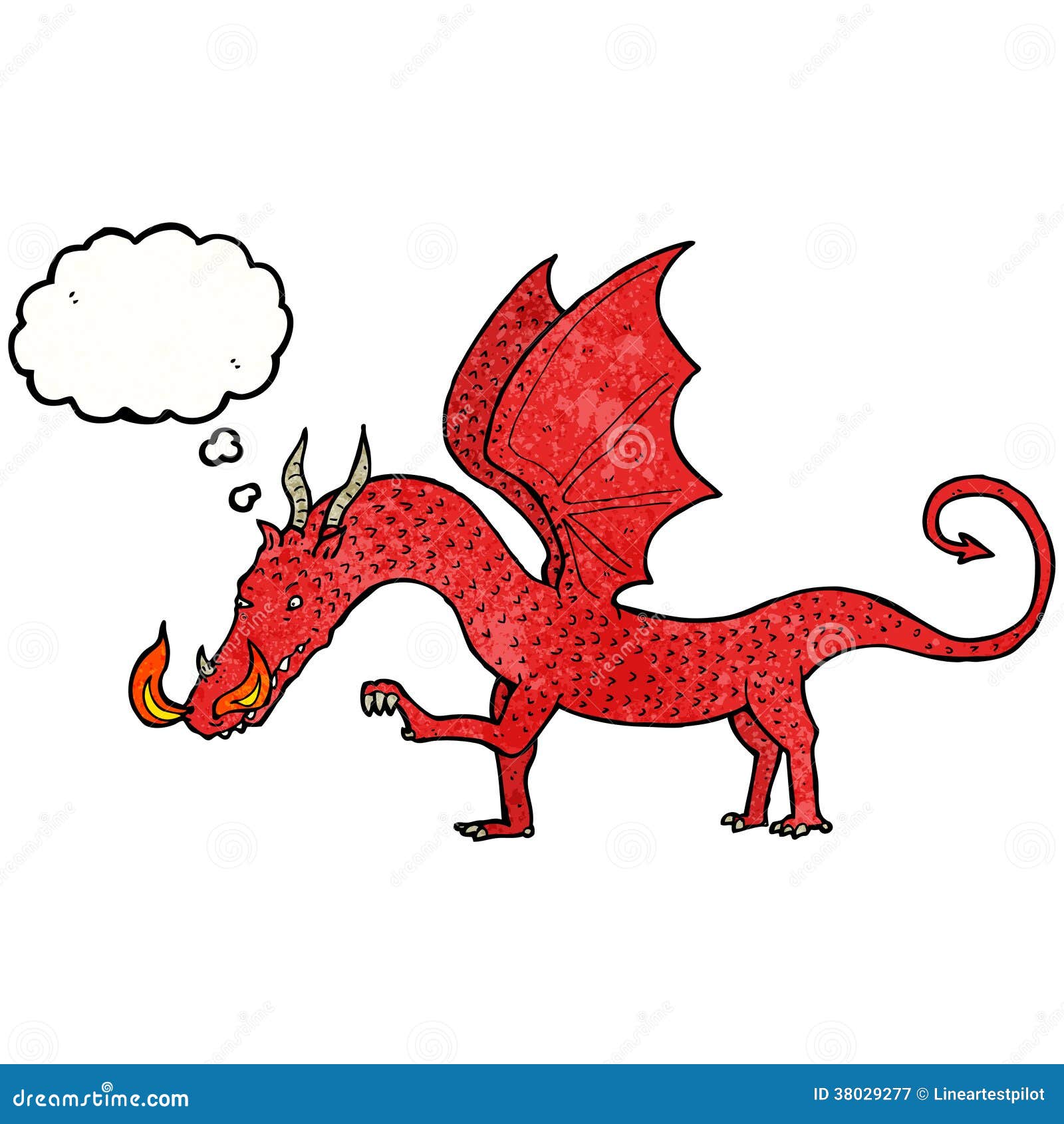 Cartoon Dragon with Thought Bubble Stock Vector - Illustration of silly ...