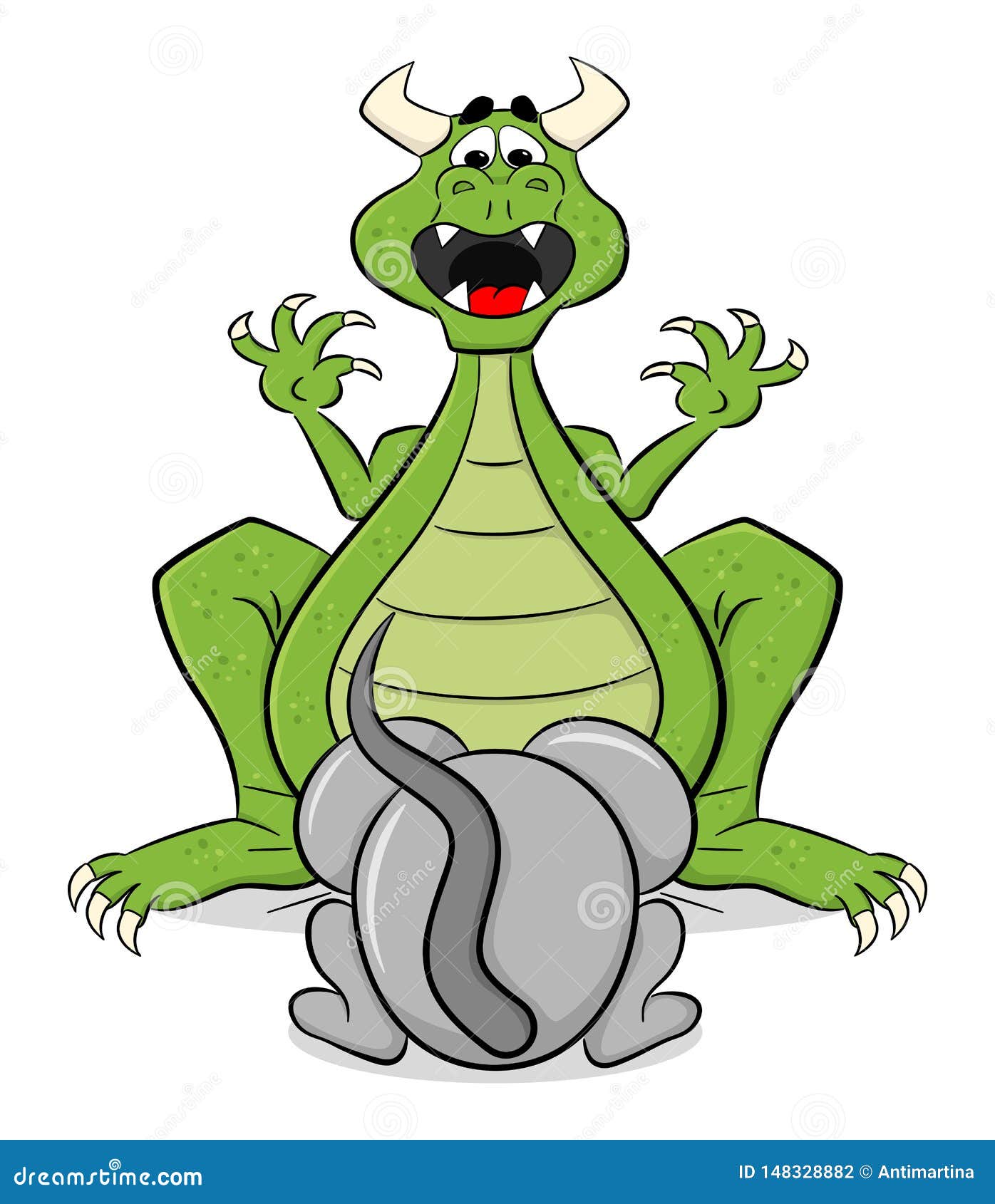 Cartoon Dragon Who is Afraid of a Mouse Stock Vector - Illustration of ...