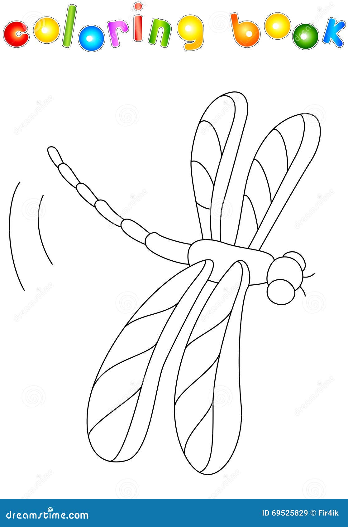 Cartoon Dragonfly. Coloring Book for Kids Stock Vector - Illustration ...