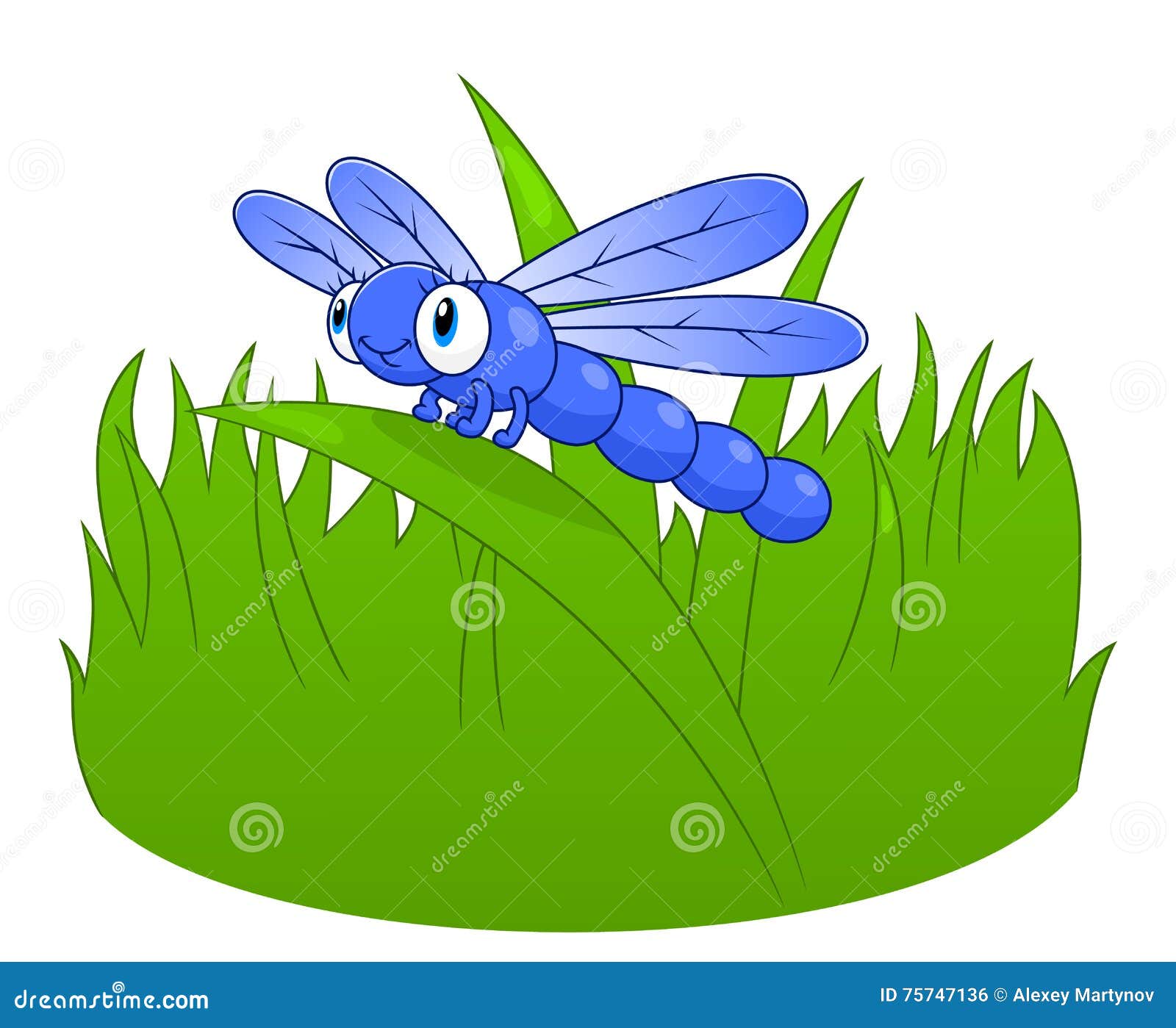Cartoon Dragonfly. Cute Insect Character. Vector Illustration ...
