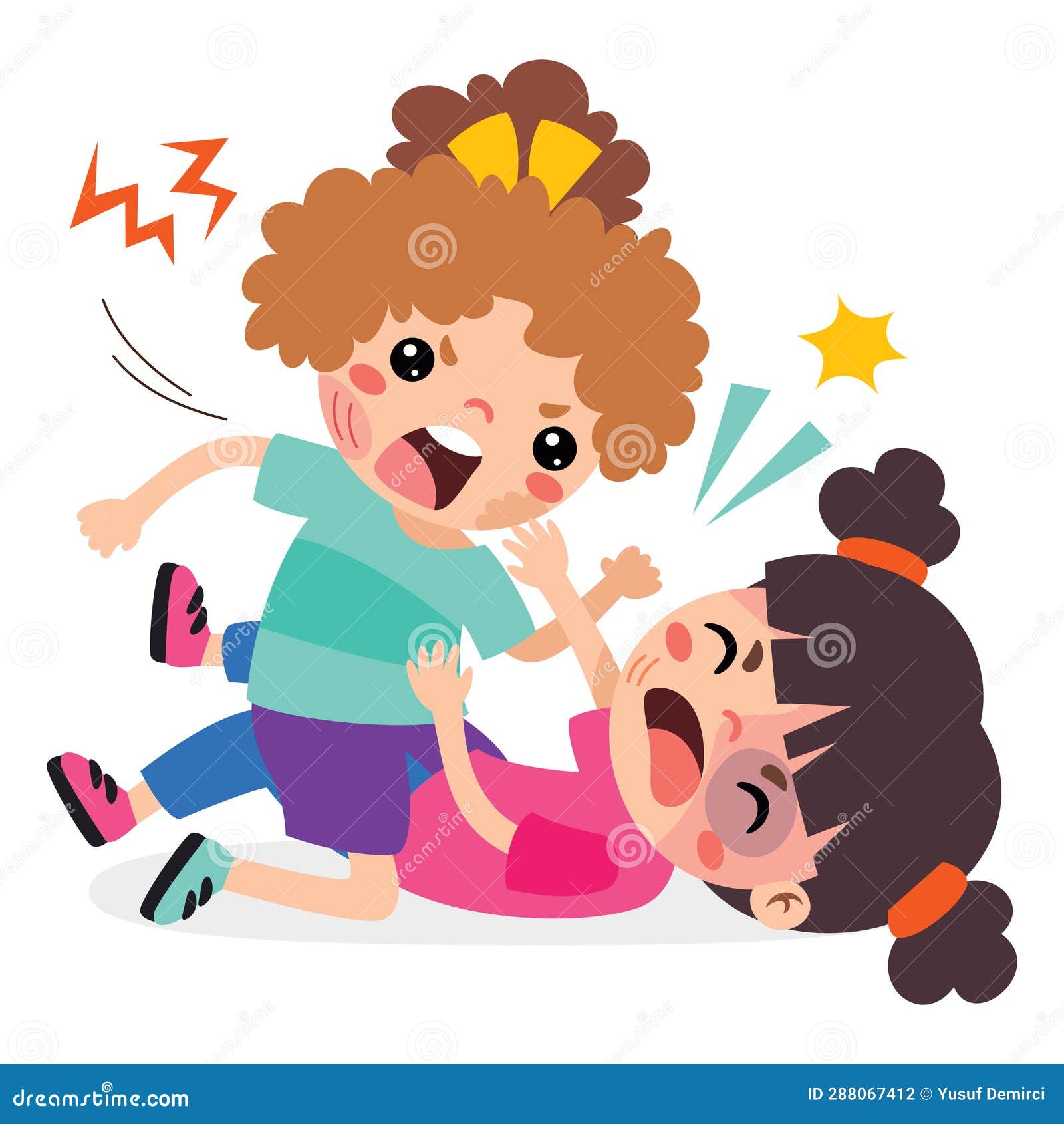 Cartoon Drawing of Angry Kids Fighting Stock Illustration ...