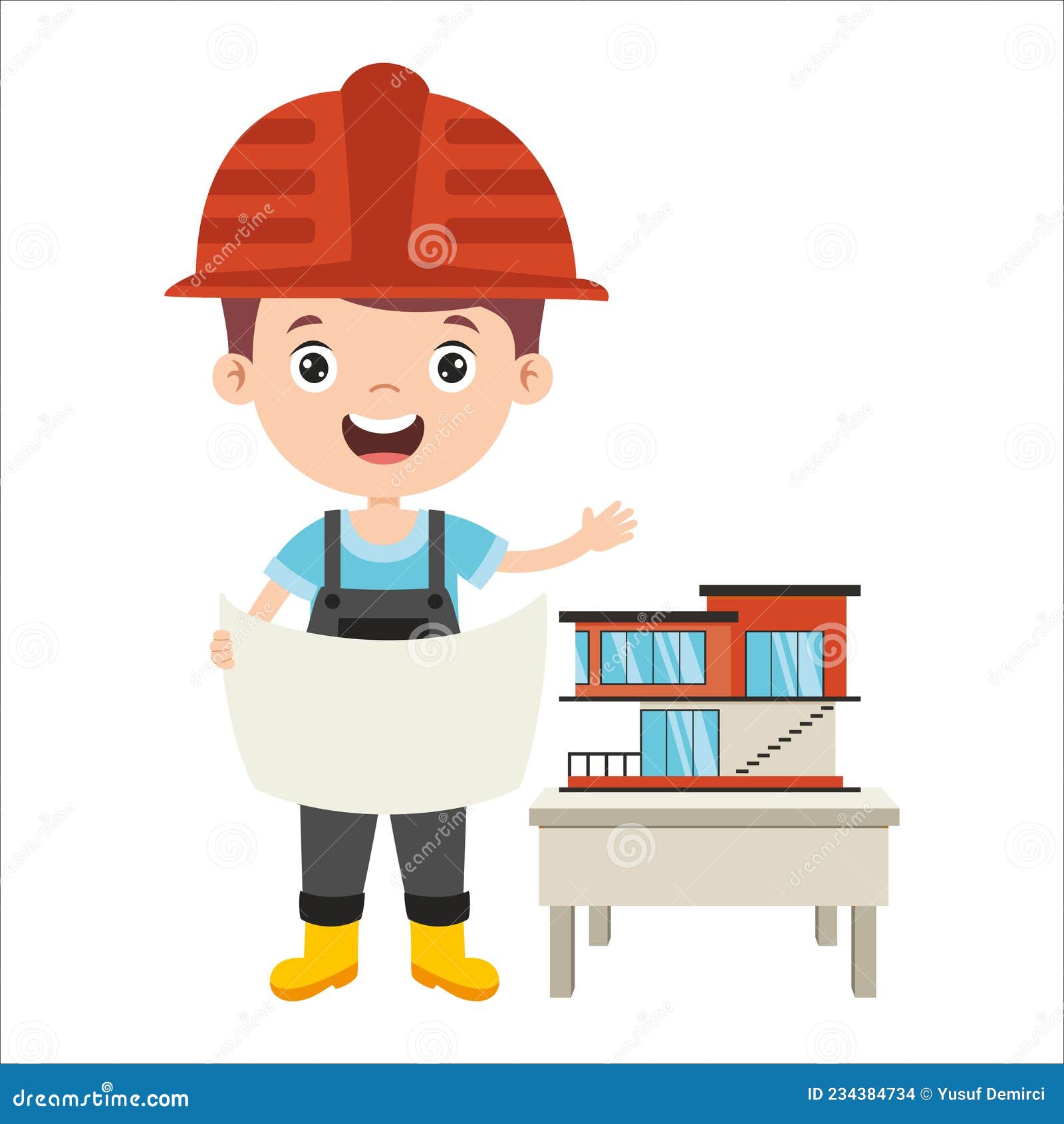 Cartoon Drawing of an Architect Stock Vector - Illustration of desk ...