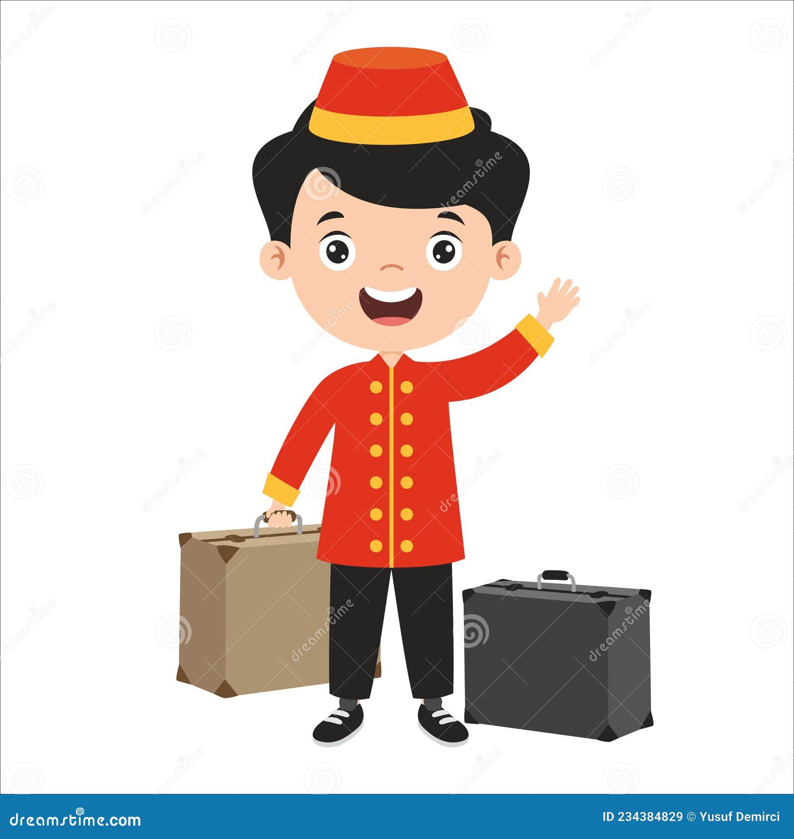Cartoon Drawing of a Bellboy Stock Vector - Illustration of carrying ...