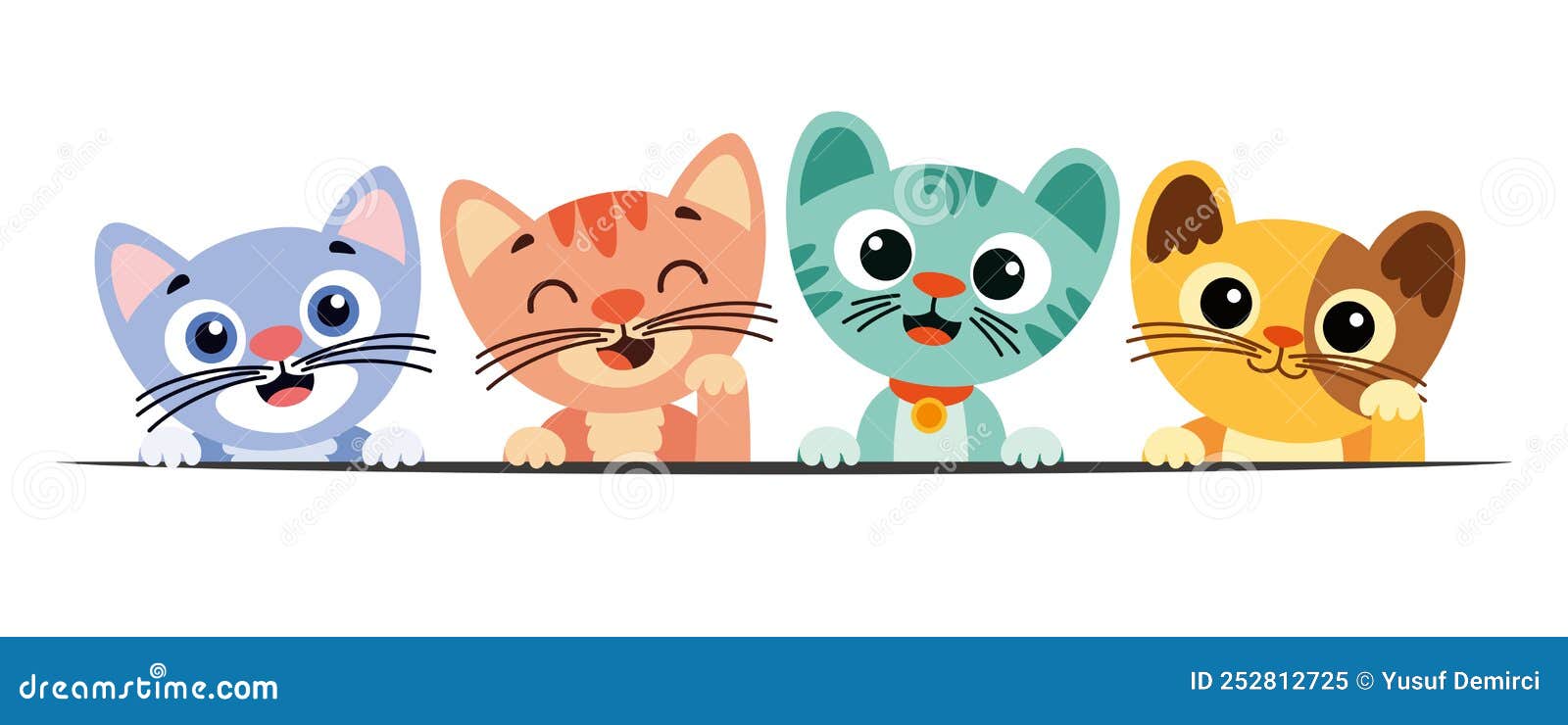 Cartoon Drawing of Cats Posing Stock Illustration - Illustration of ...