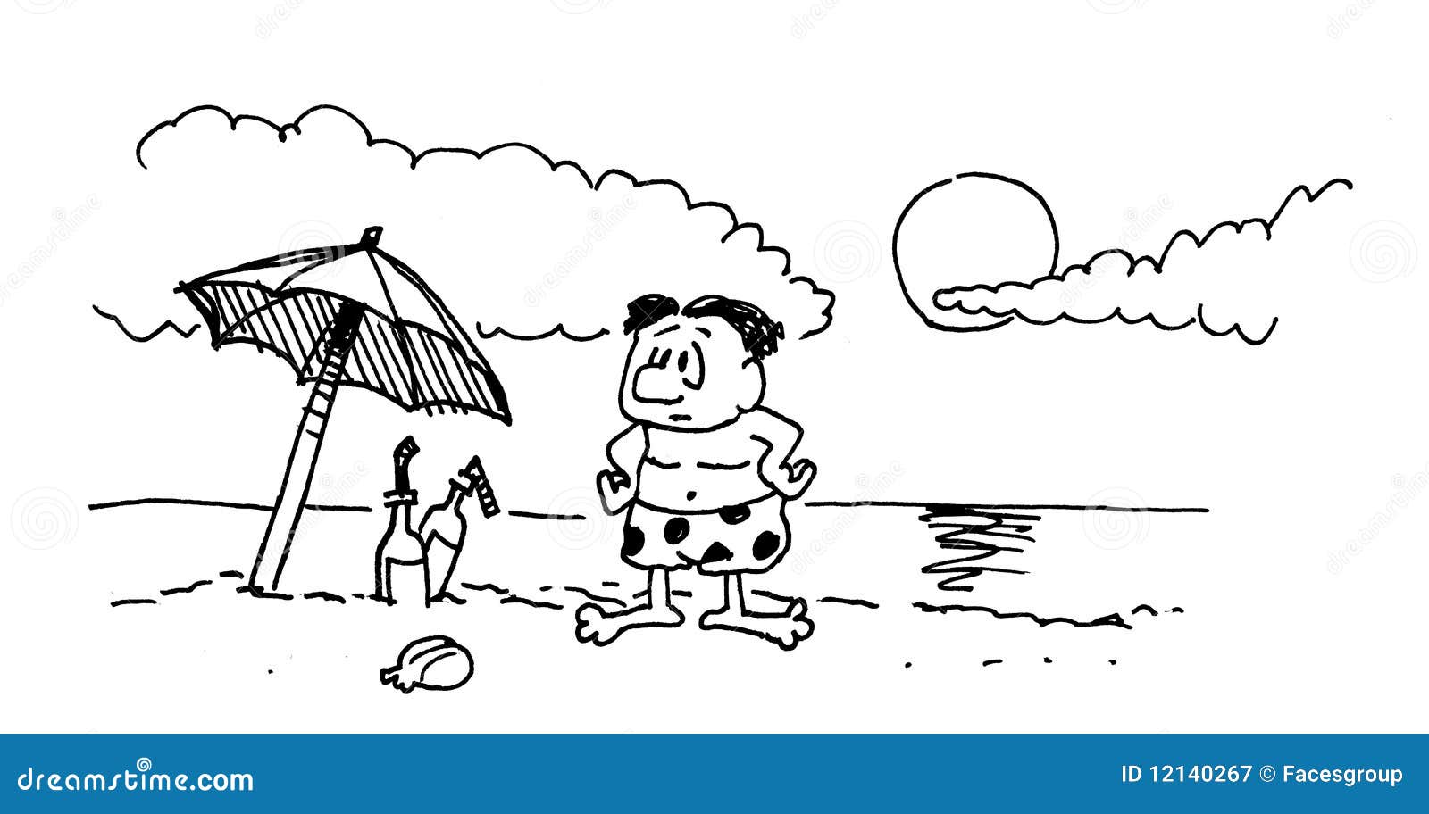 Cartoon Drawing Character At The Beach Royalty-Free Stock Photography ...