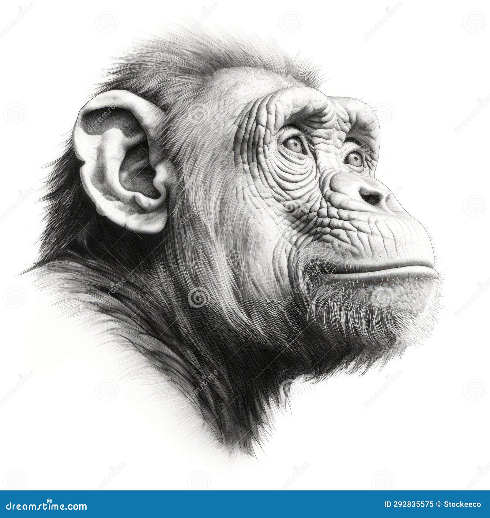 Chimpanzee Pencil Drawing: Realistic Animal Portrait in Digital ...
