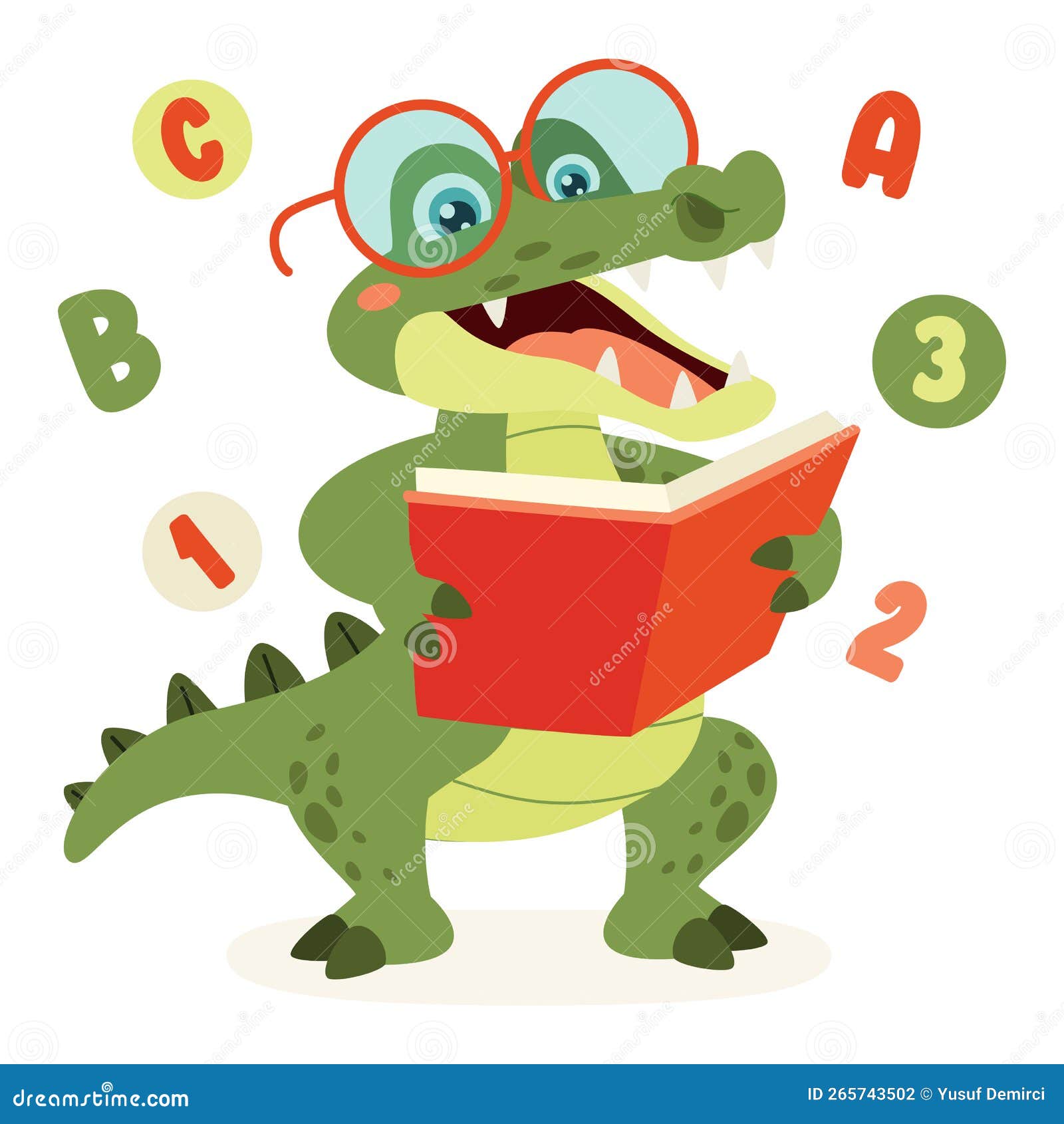 Cartoon Drawing of Crocodile Reading Book Stock Illustration ...