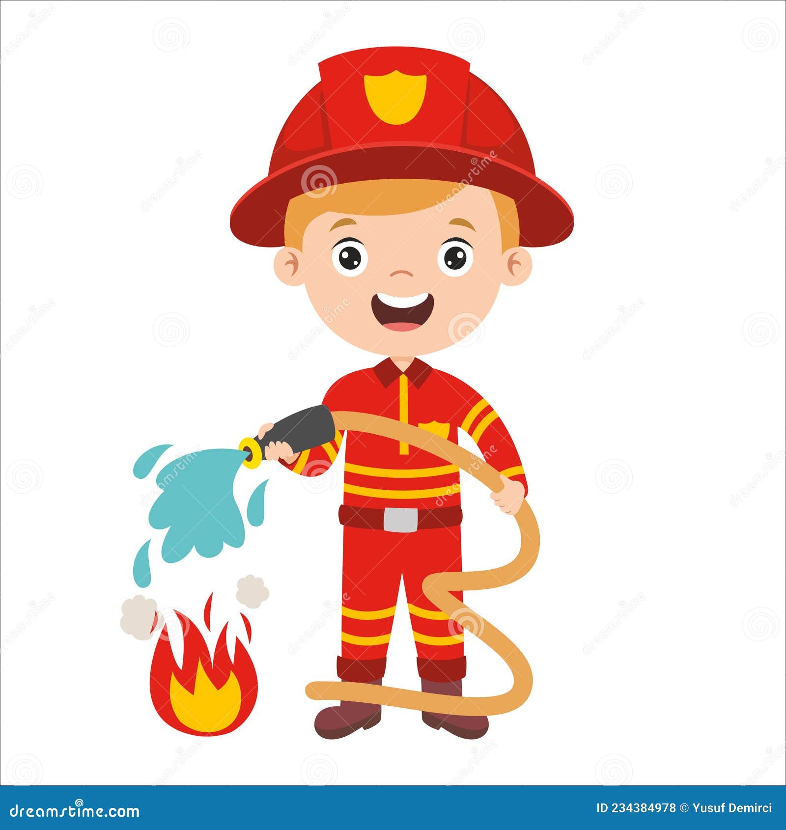 Cartoon Drawing of a Fireman Stock Vector - Illustration of heat, jobs ...