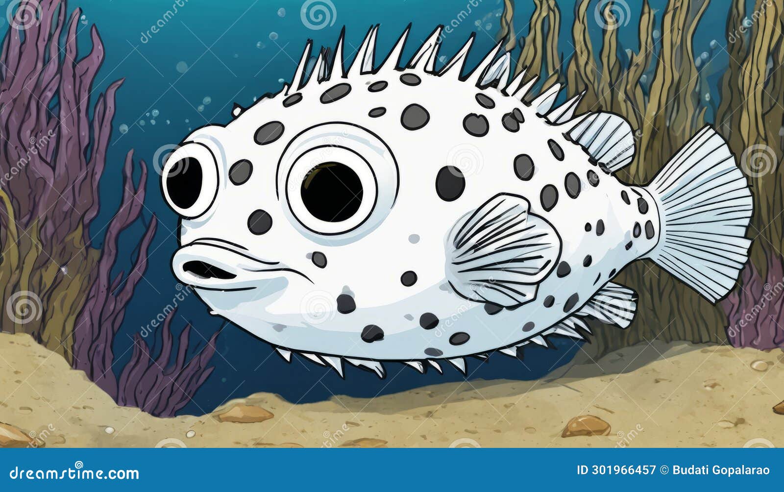 A Cartoon Drawing of a Fish with Big Eyes Stock Illustration ...