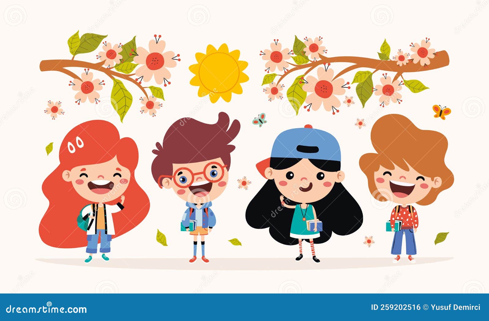 Cartoon Drawing of Little Students Stock Illustration - Illustration of ...