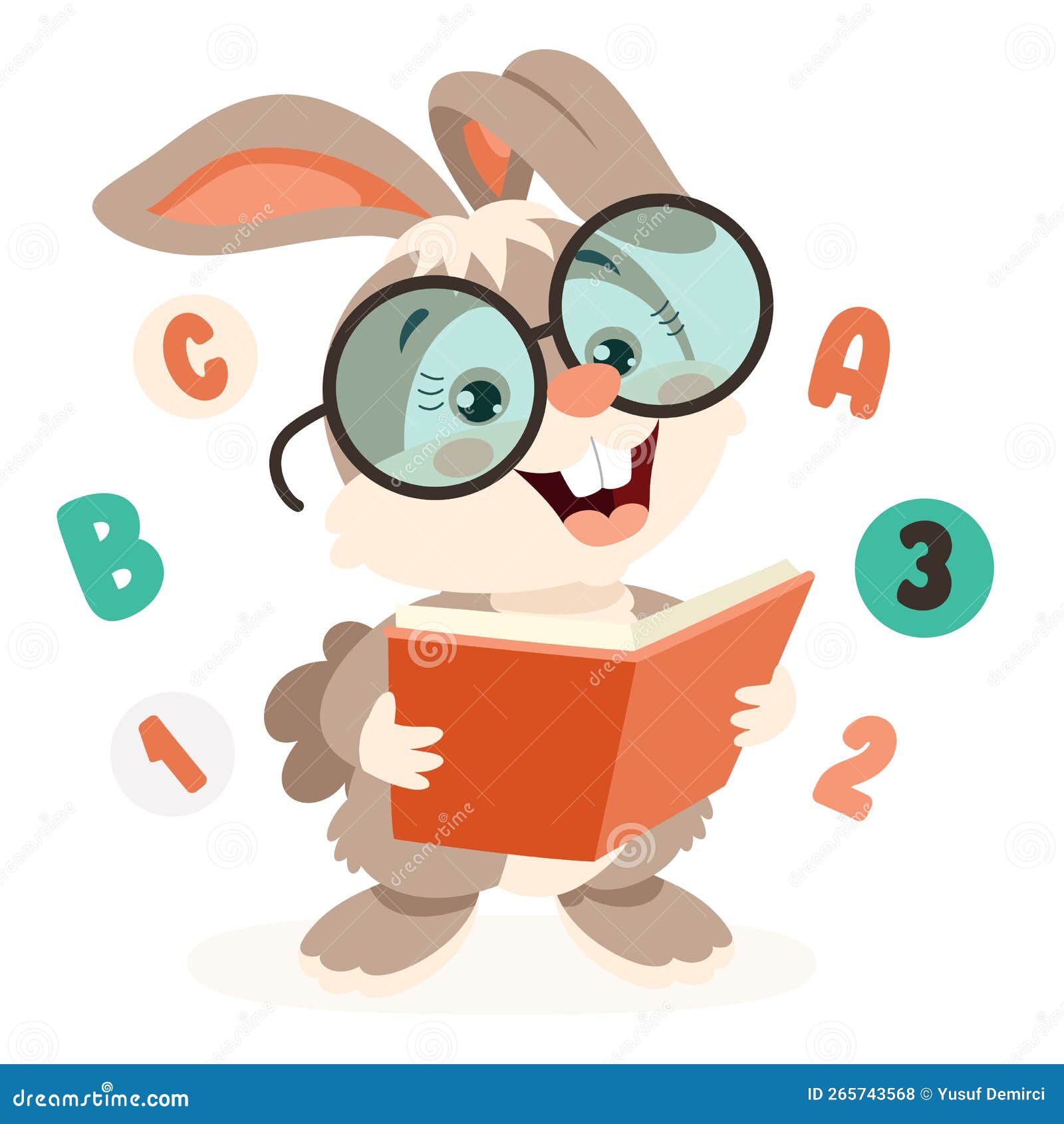 Cartoon Drawing of Rabbit Reading Book Stock Illustration ...