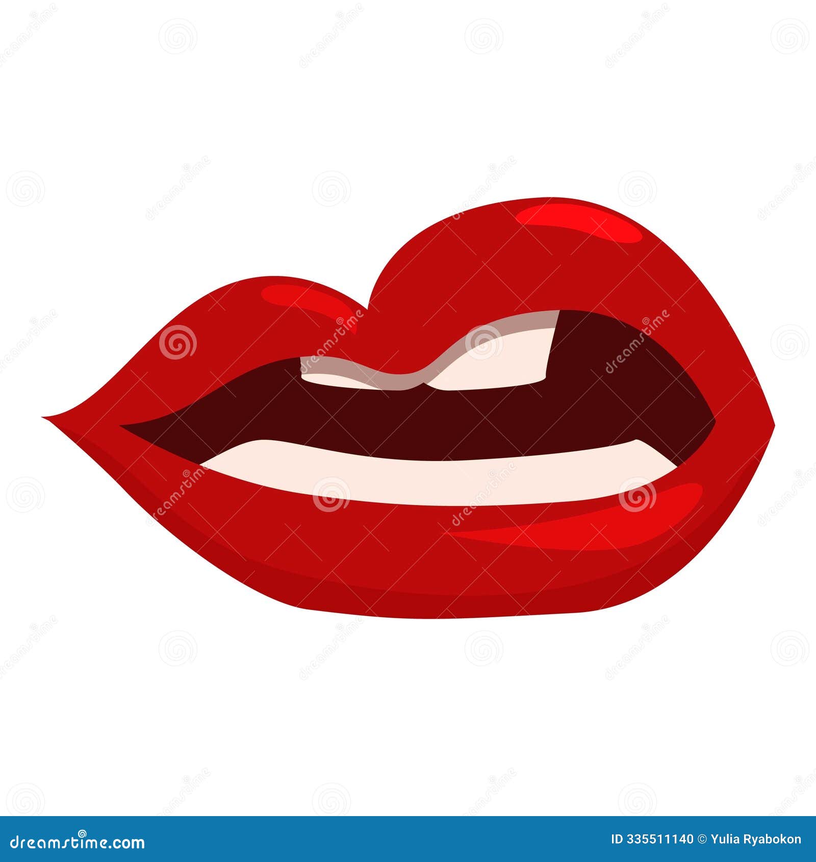 Red Lips Showing Teeth Biting Down Sensually Stock Illustration ...