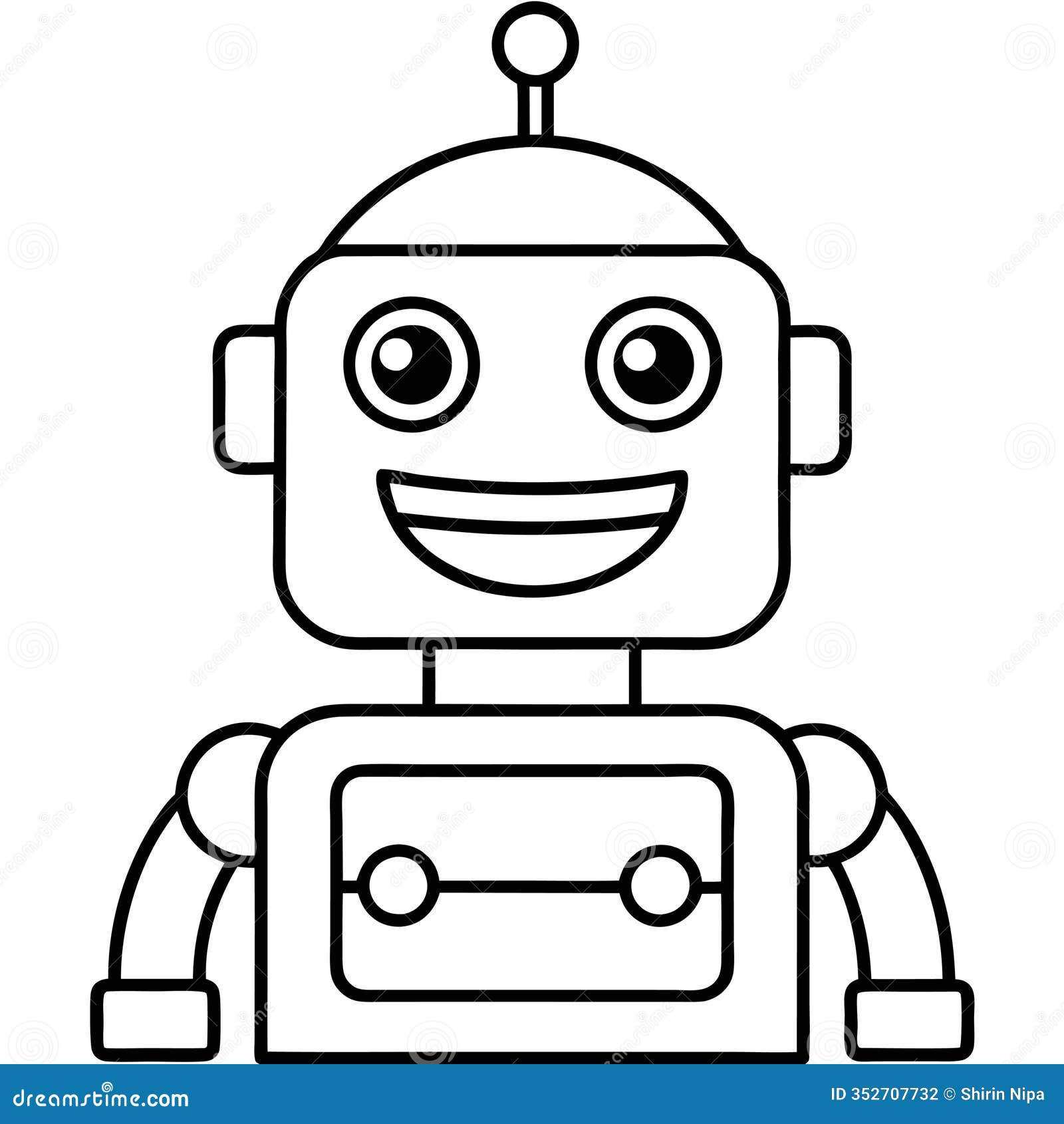 A Cartoon Drawing of a Robot with Eyes and a Smile on it Stock ...