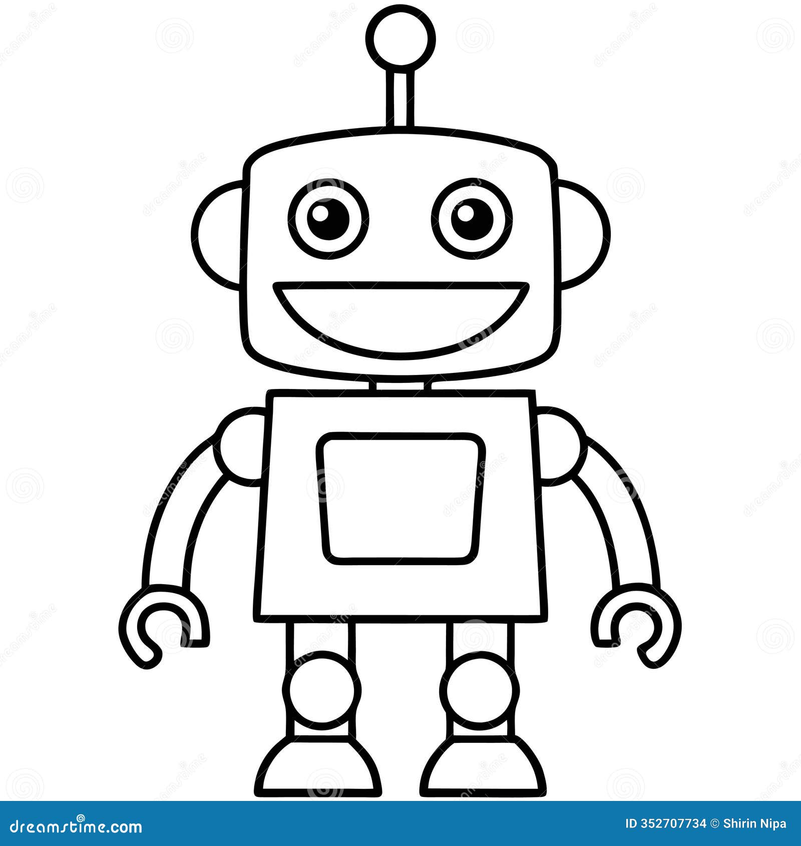 A Cartoon Drawing of a Robot with Eyes and a Smile on it Stock ...