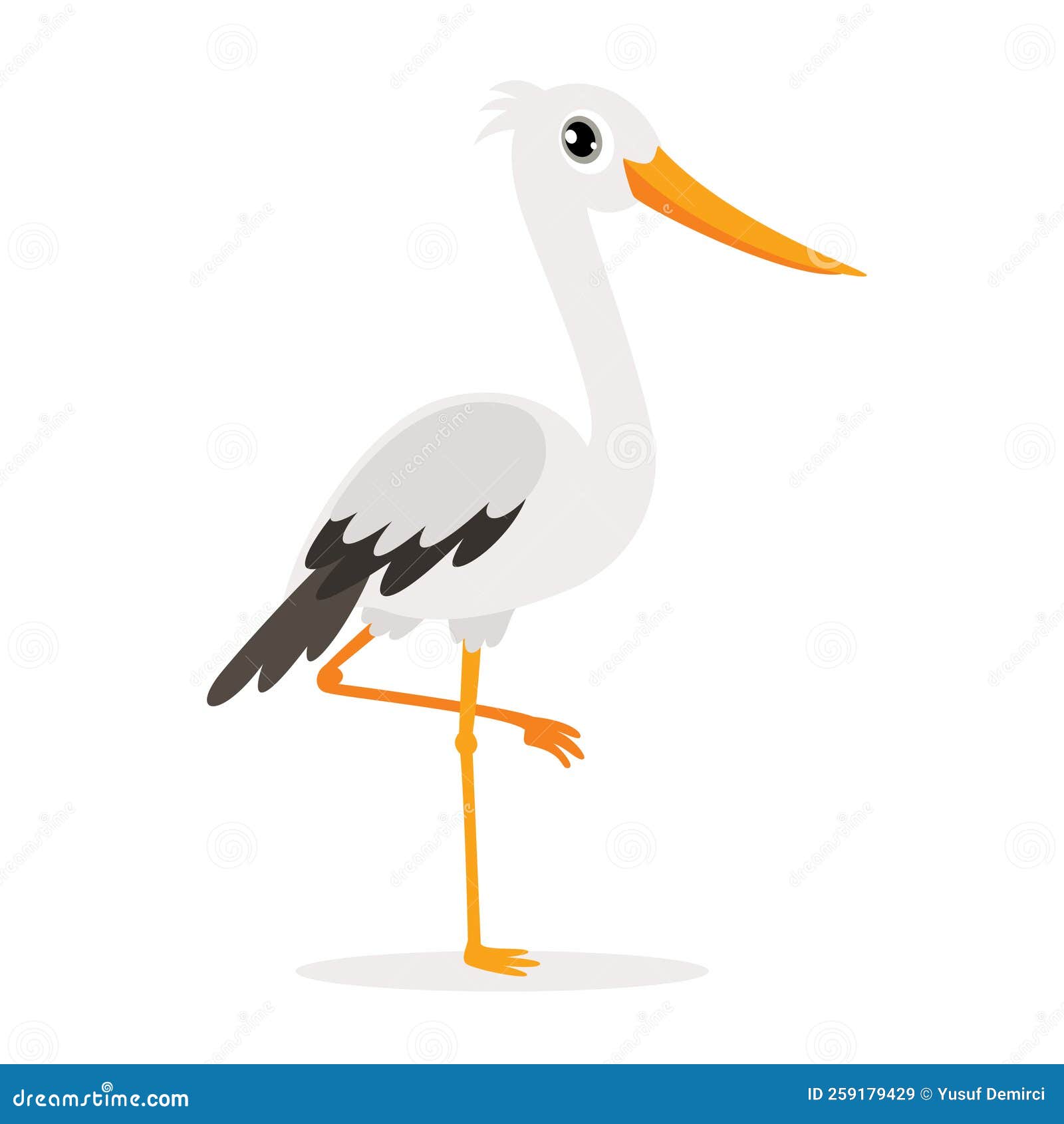Cartoon Drawing of a Stork stock illustration. Illustration of flying ...