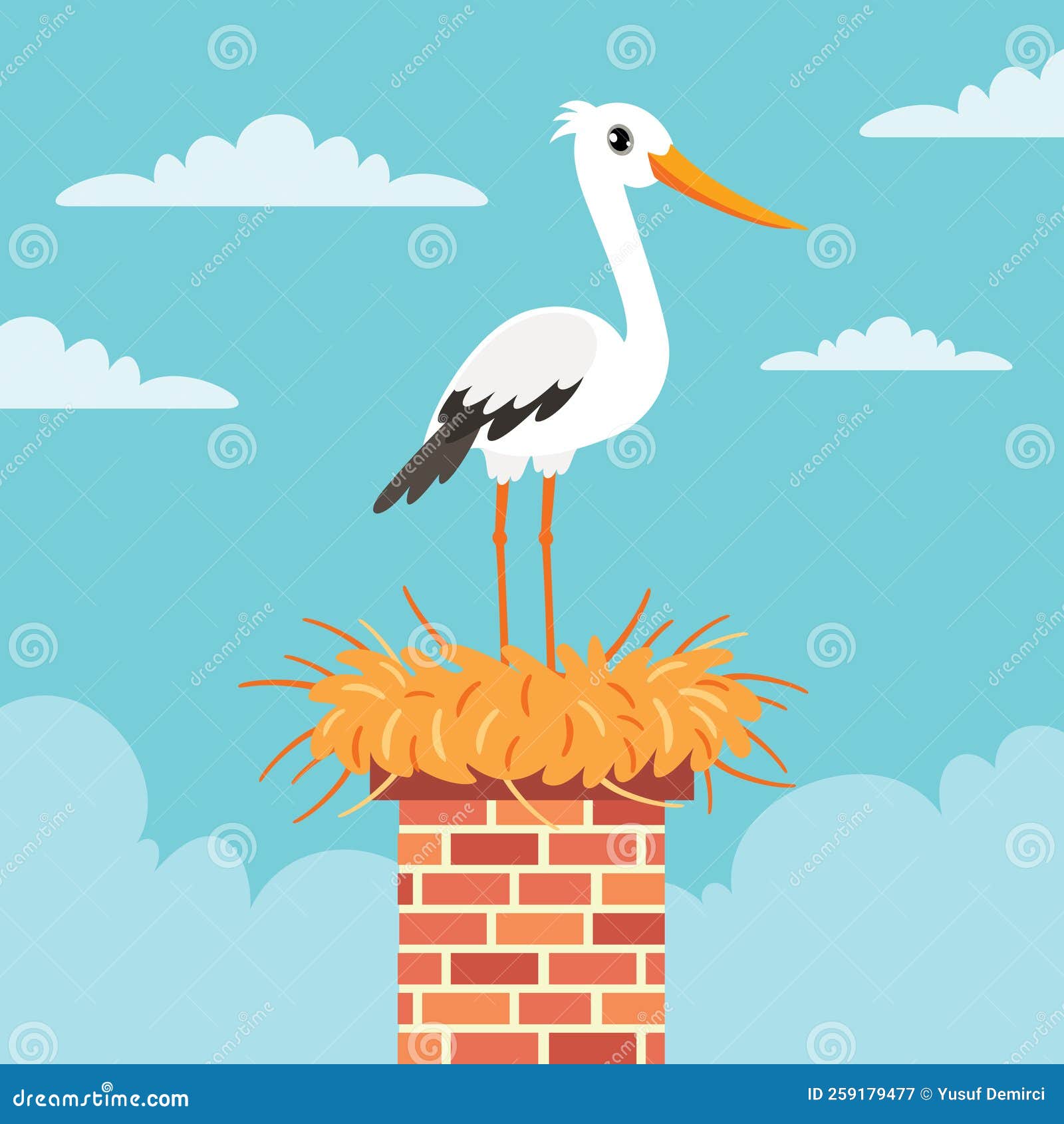 Cartoon Drawing of a Stork stock illustration. Illustration of heron ...