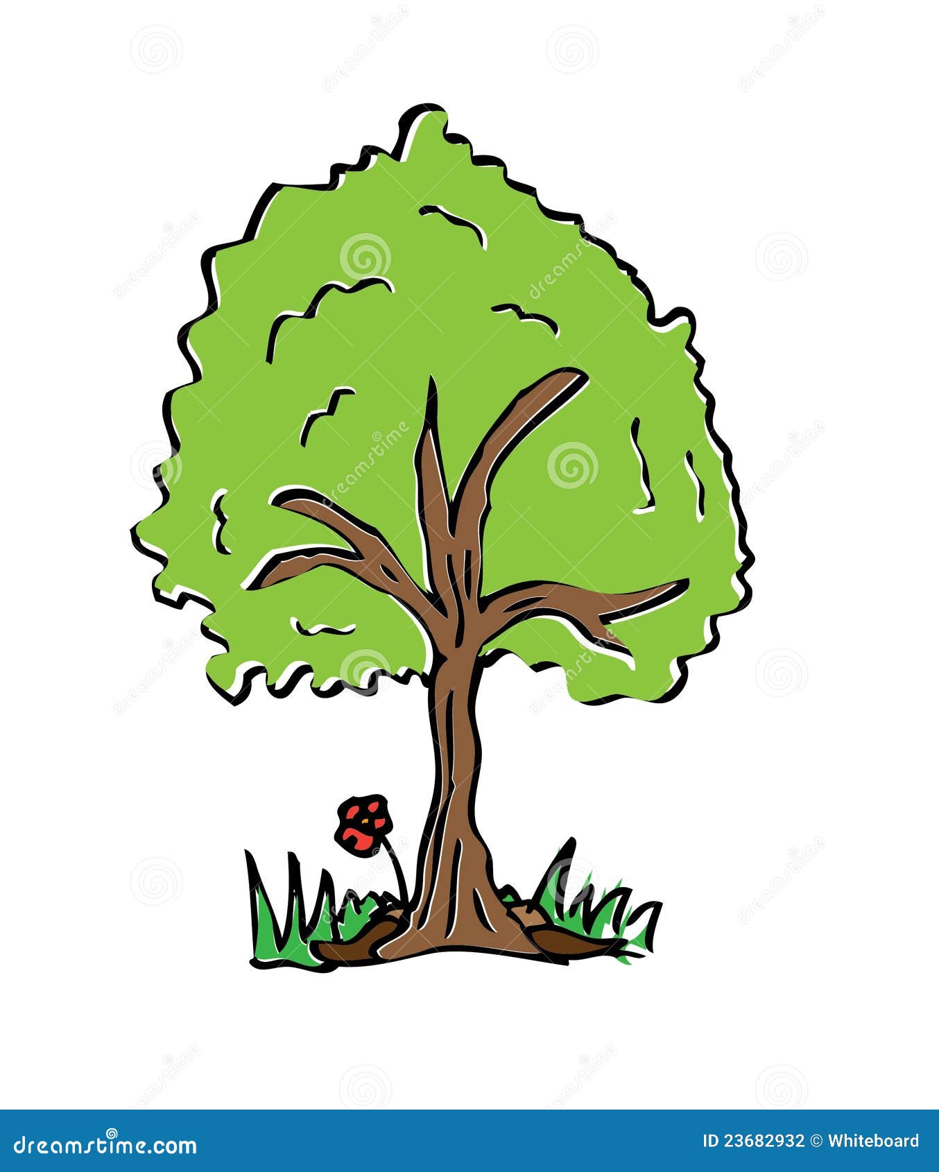 Cartoon Drawing Tree with Color Stock Illustration - Illustration of ...