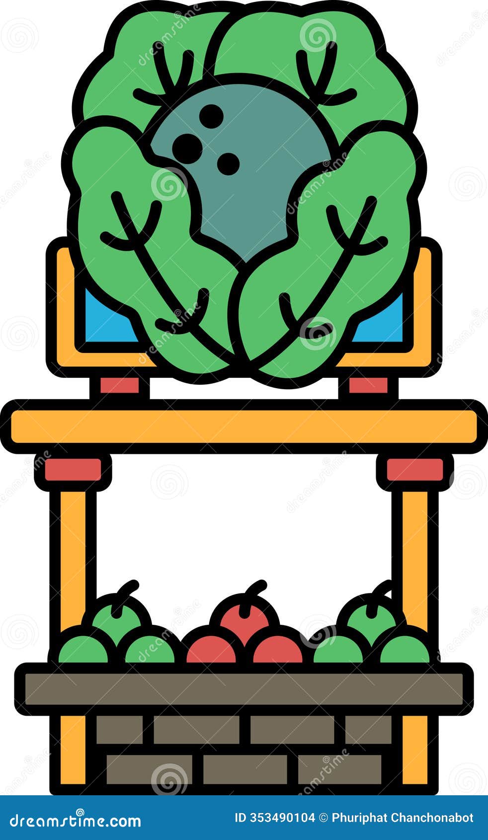 A Cartoon Drawing of a Vegetable Stand Stock Vector - Illustration of ...