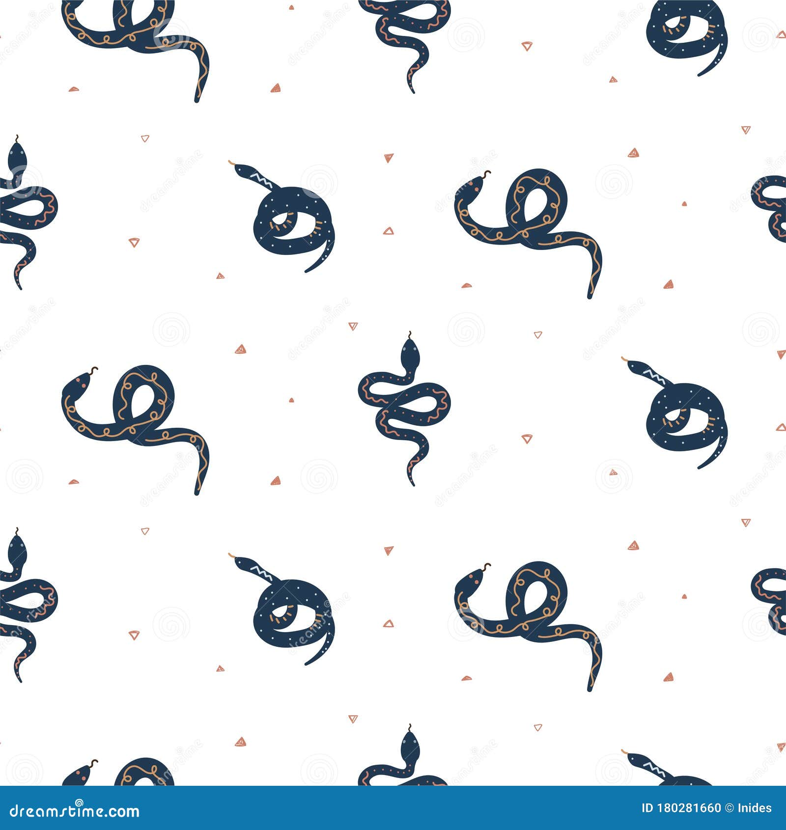 Cartoon Drawn Blue Snakes Vector Seamless Pattern. Stock Vector ...