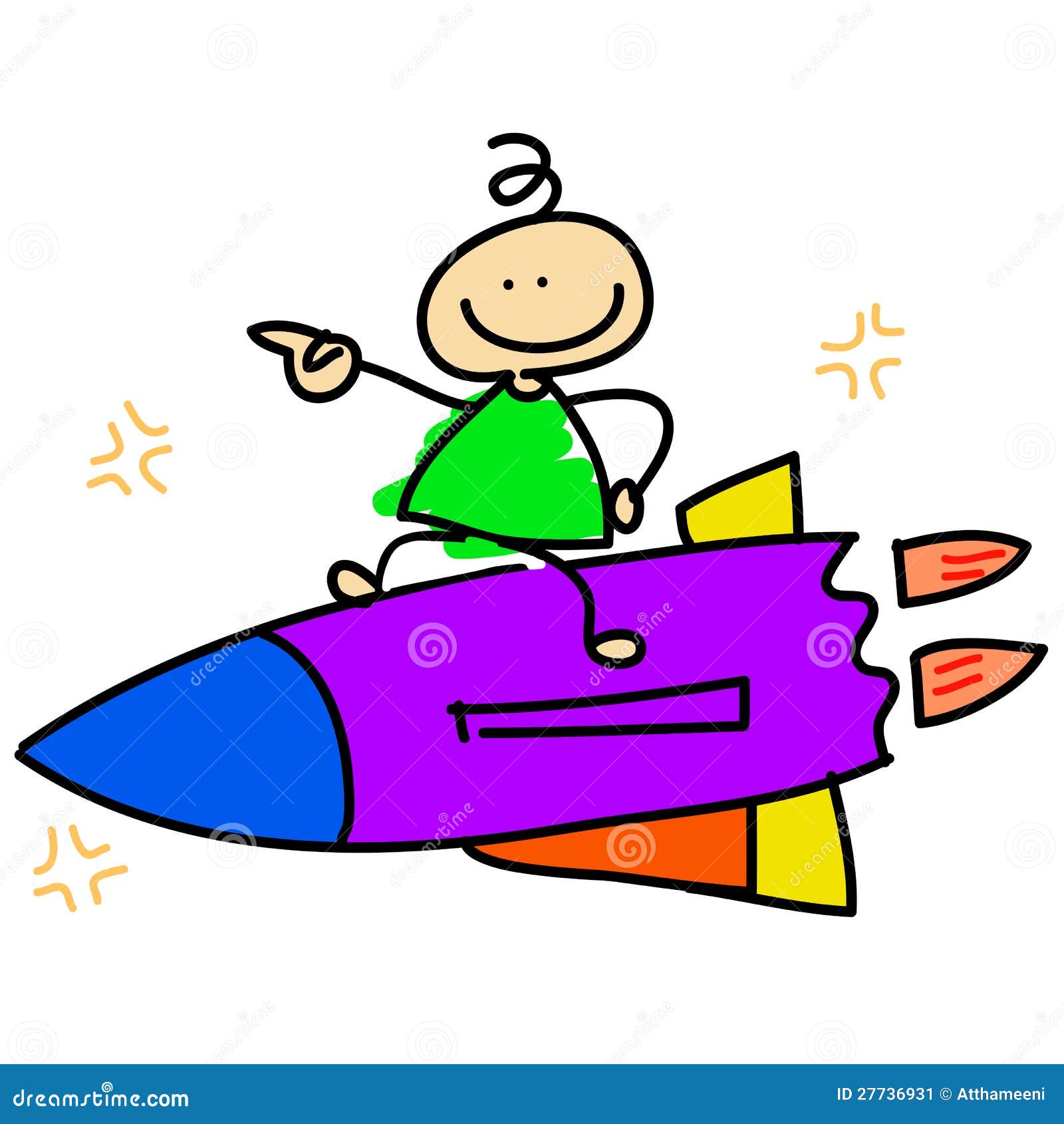 Cartoon Dreamboy Riding Rocket Stock Illustration - Illustration of ...