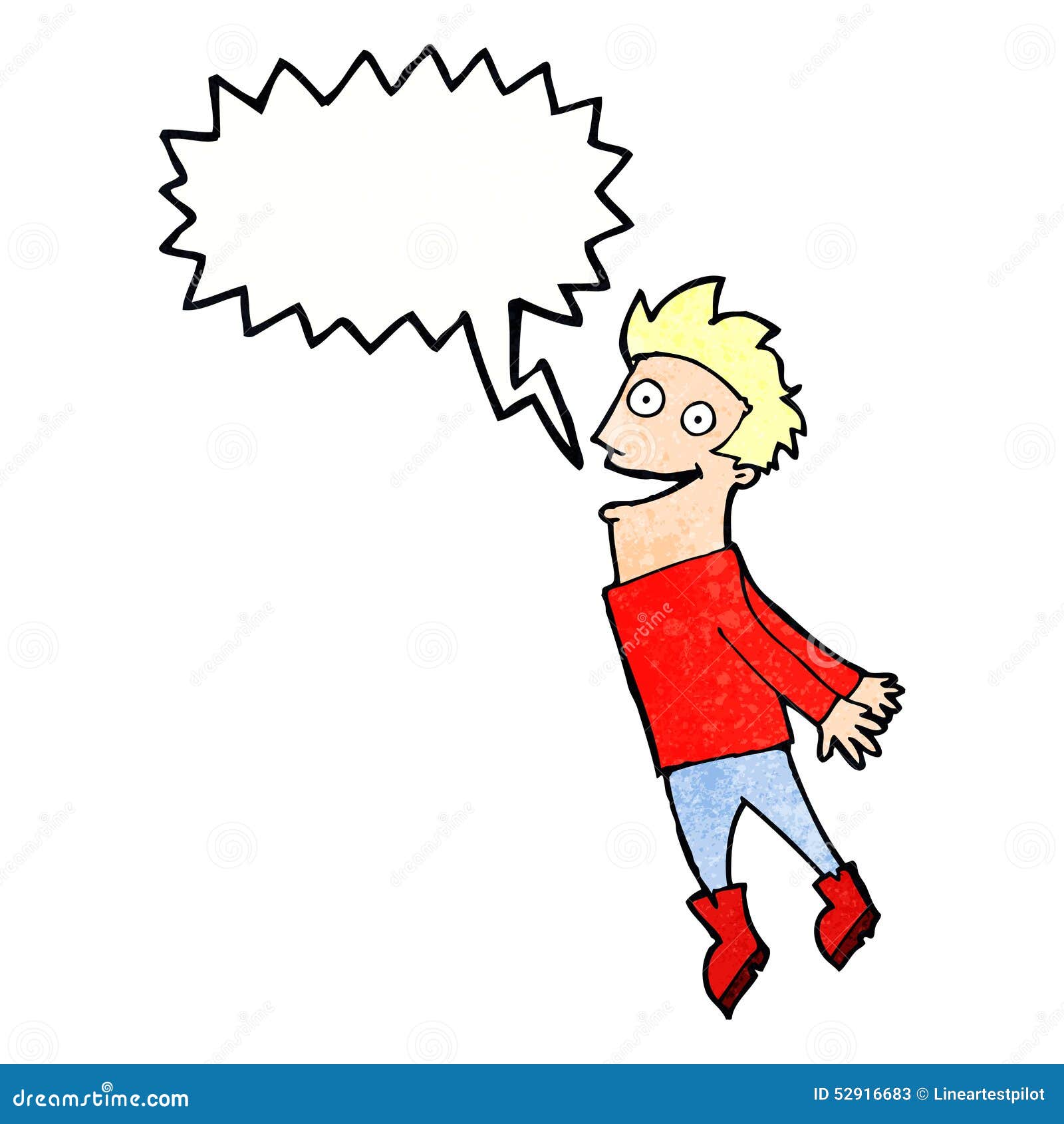 Cartoon Drenched Man Flying with Speech Bubble Stock Illustration ...
