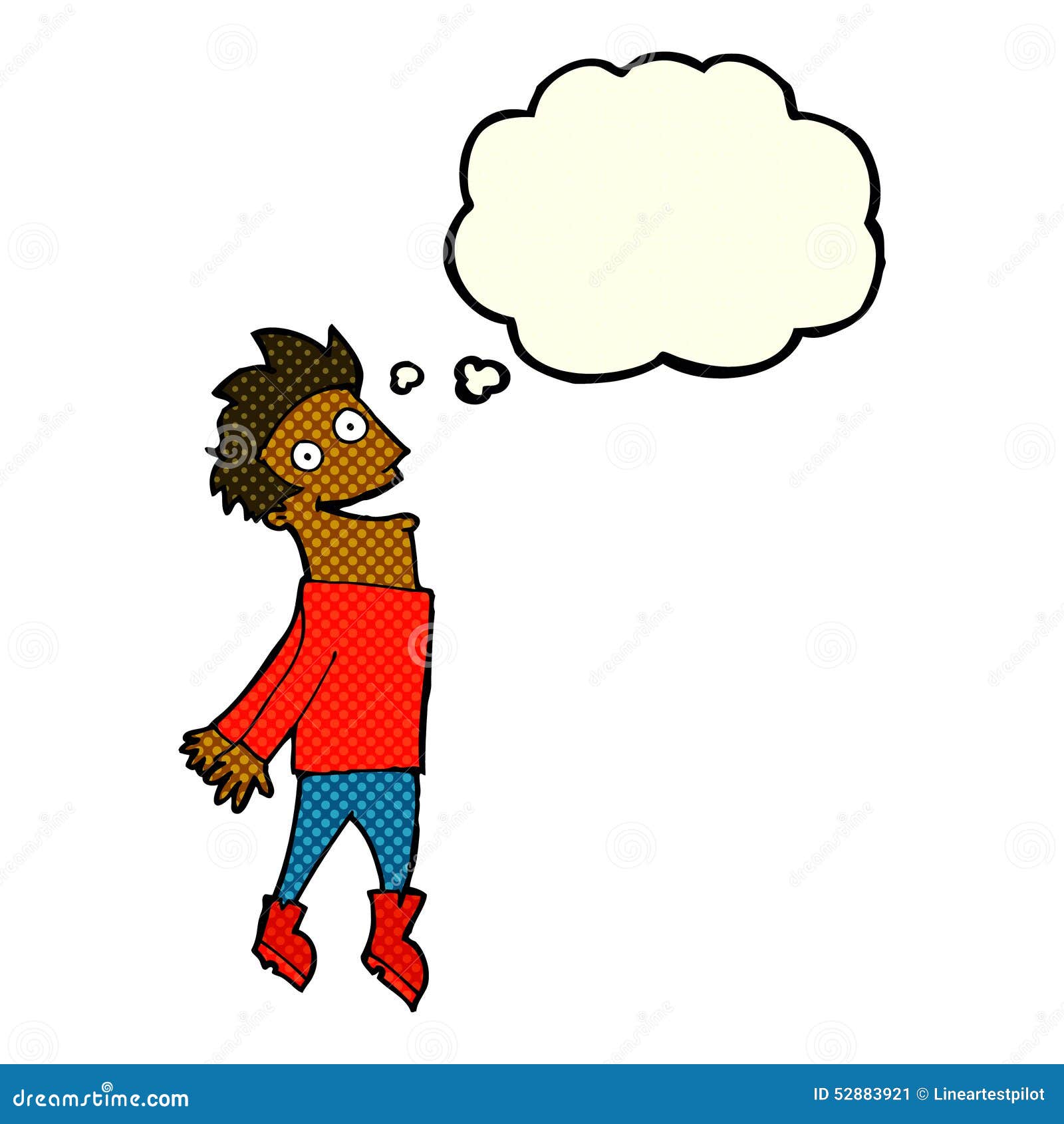 Cartoon Drenched Man Flying with Thought Bubble Stock Illustration ...