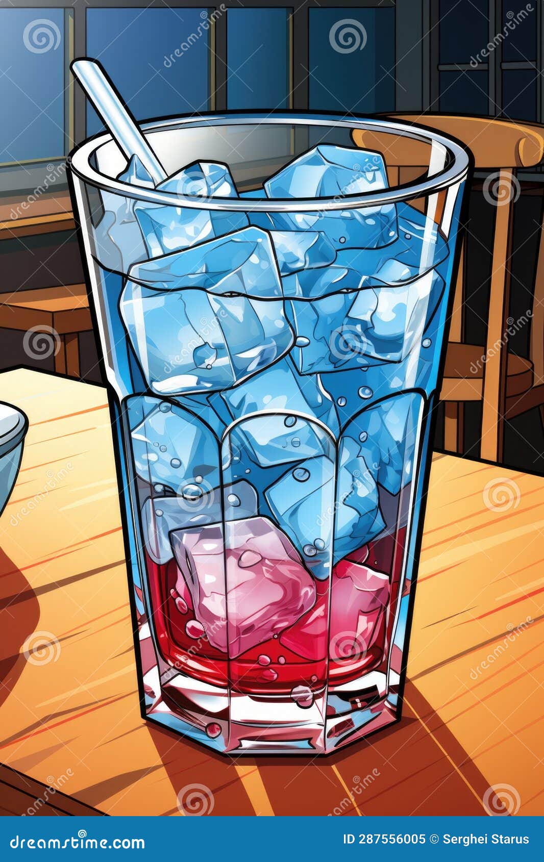 A Cartoon of a Drink with Ice Cubes. AI Stock Image - Image of backdrop ...