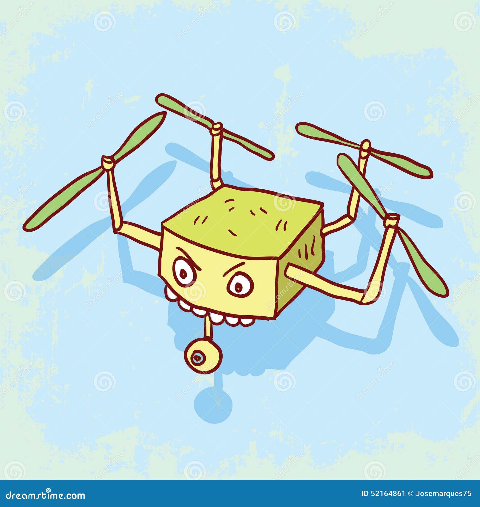 Cartoon Drone With Package Box. Modern Technologies For Delivery With ...