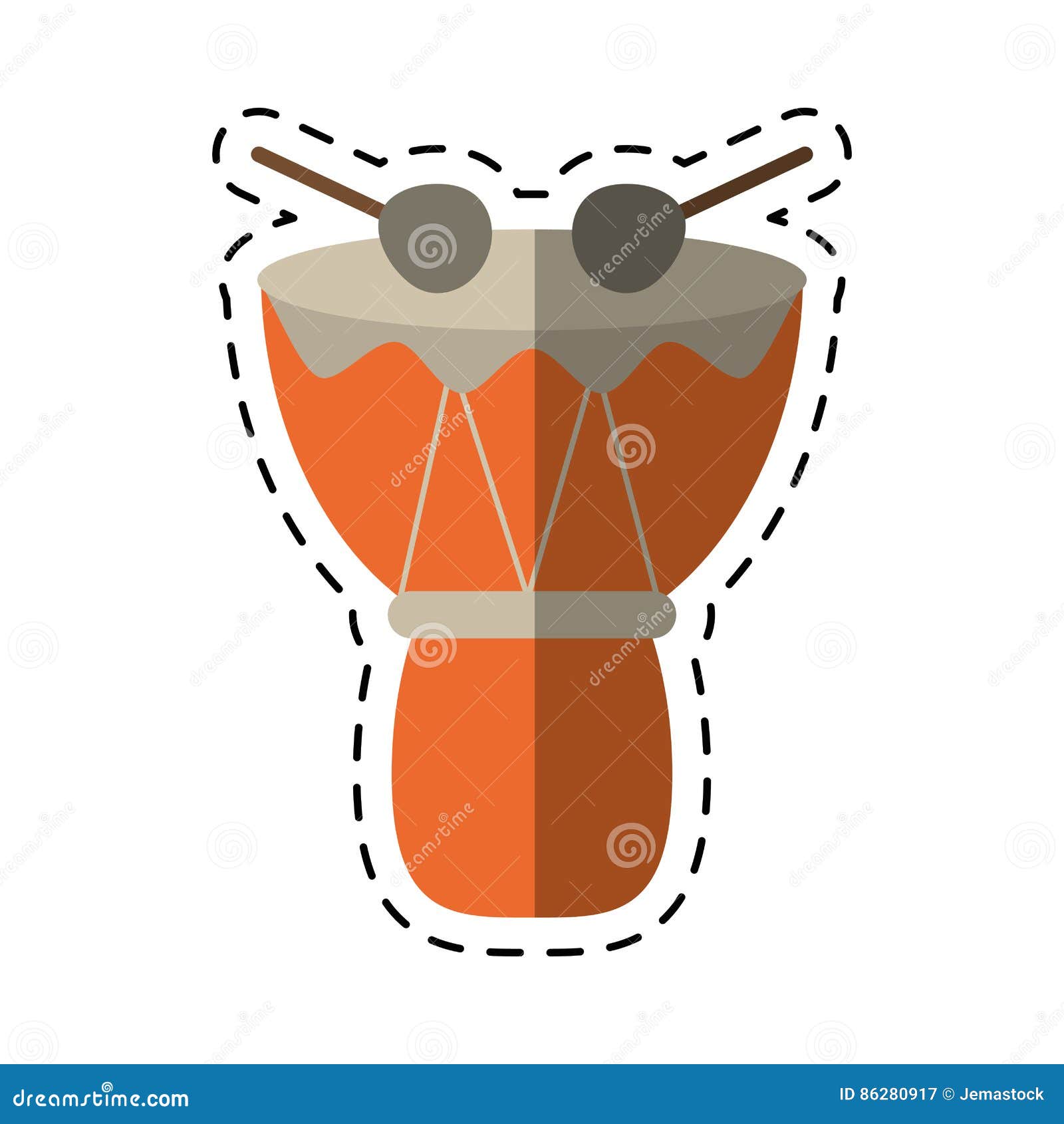 Drum Djembe Percussion African Pictogram Cartoon Vector | CartoonDealer ...