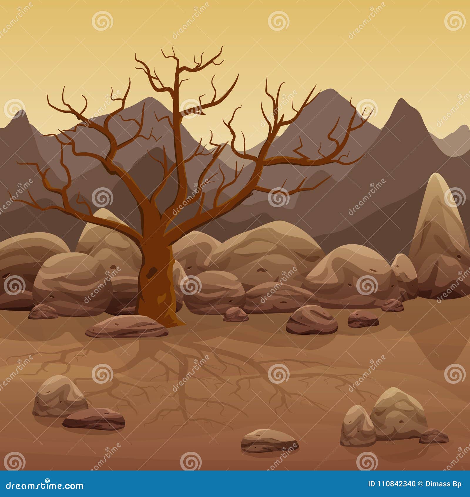 Cartoon Bare Tree Silhouette Isolated On White Background. Vector ...