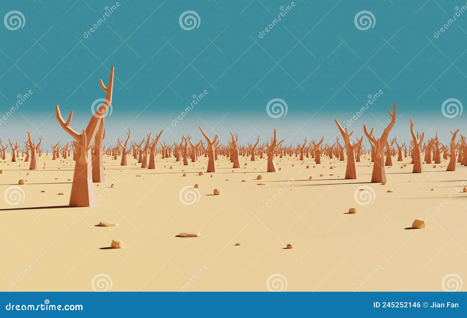 Cartoon Dry Trees, 3d Rendering Stock Illustration - Illustration of ...