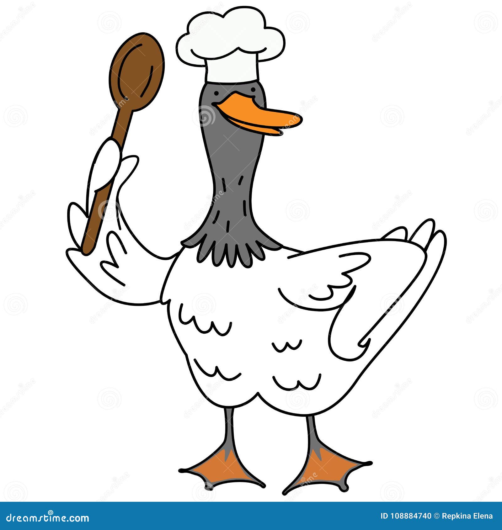 Cartoon duck character stock vector. Illustration of chef - 108884740