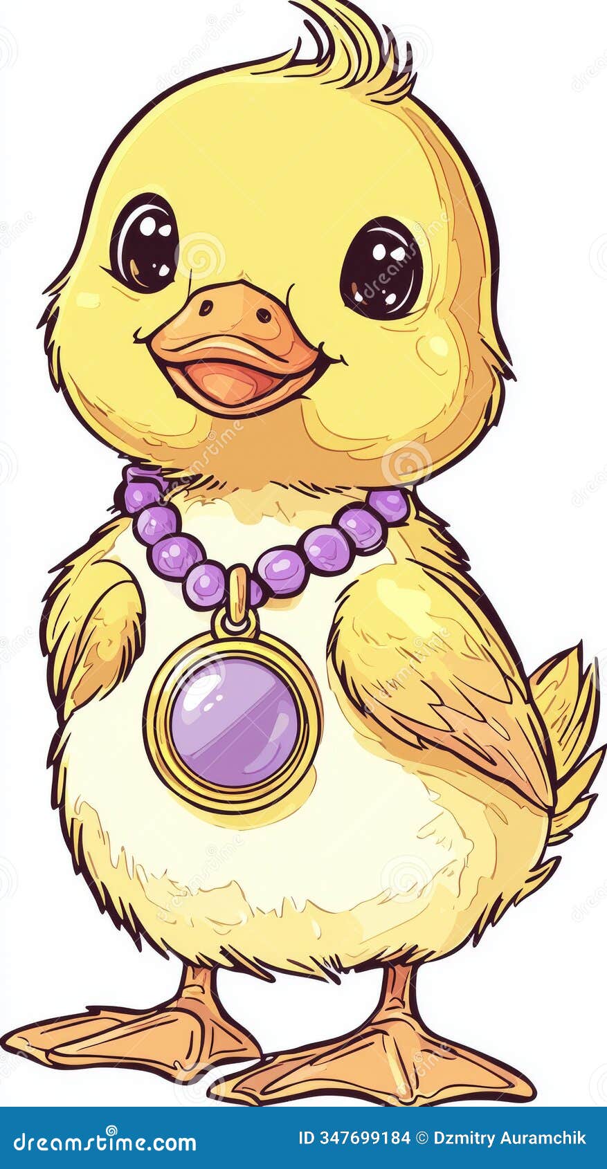 Cartoon Duck Character Presented in Color and Outline Formats. Stock ...