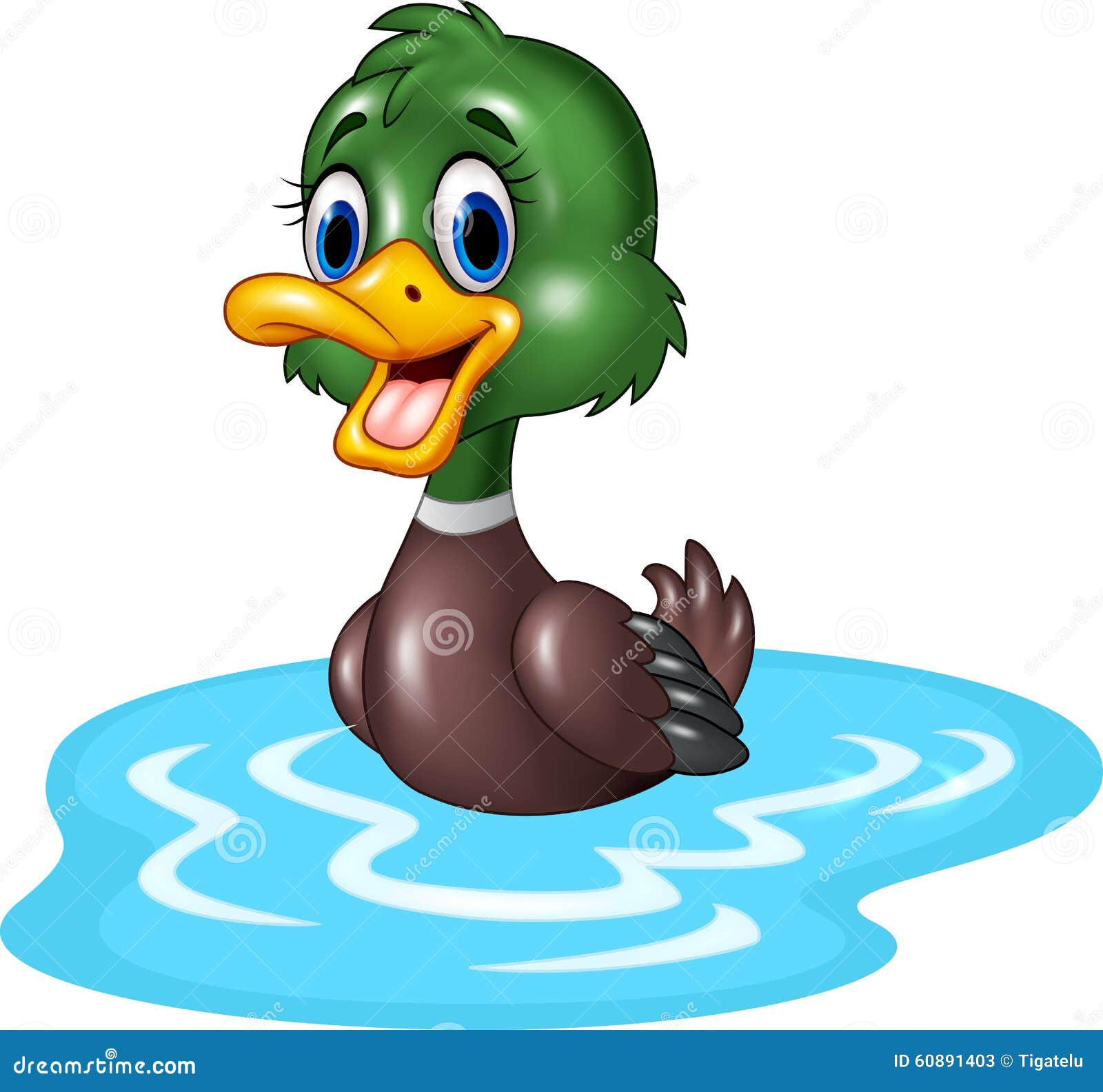 Cartoon Duck Floats on Water Stock Vector - Illustration of cute, ducky ...