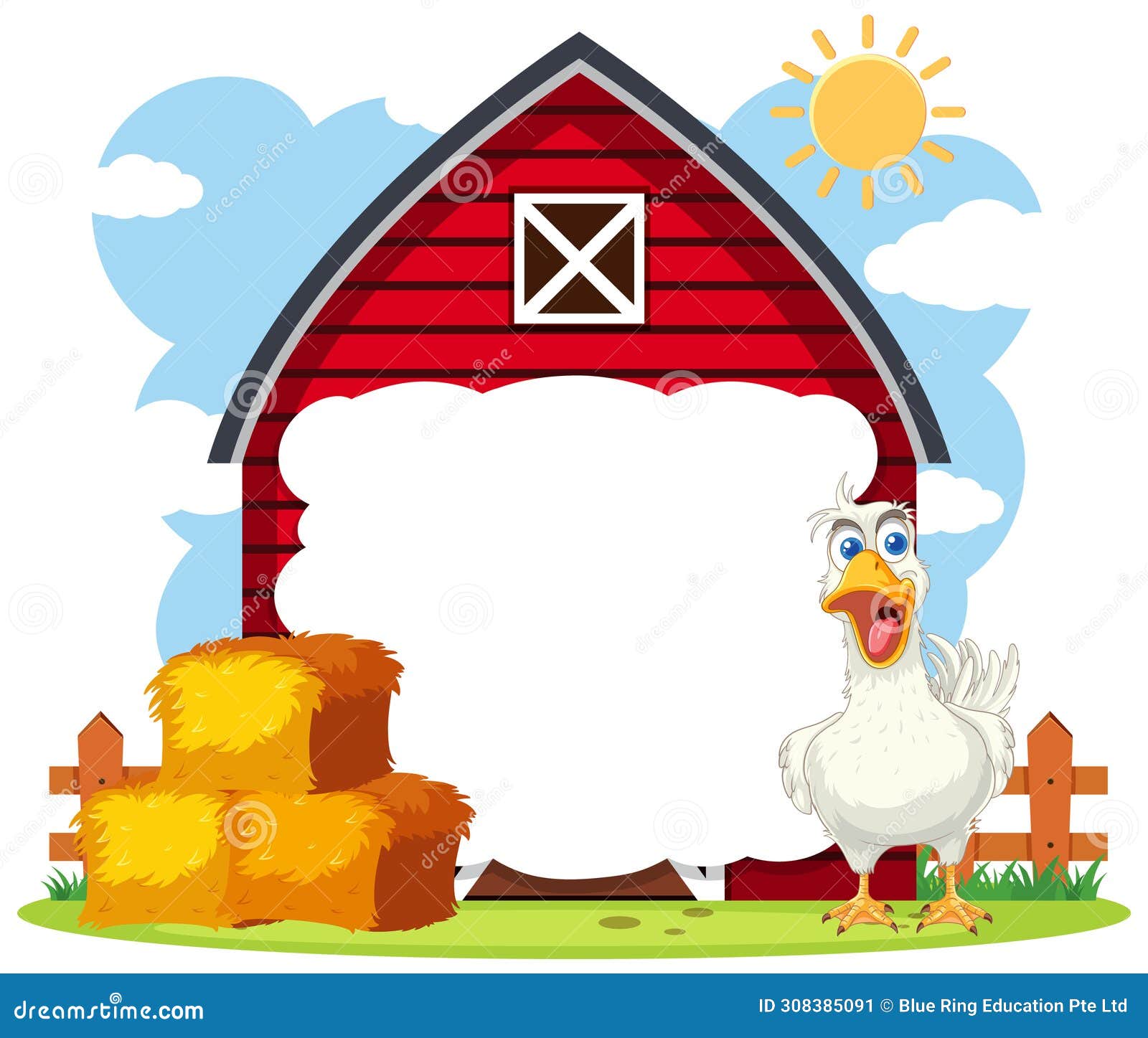 Cartoon Duck with Frame a Red Barn Stock Vector - Illustration of ...
