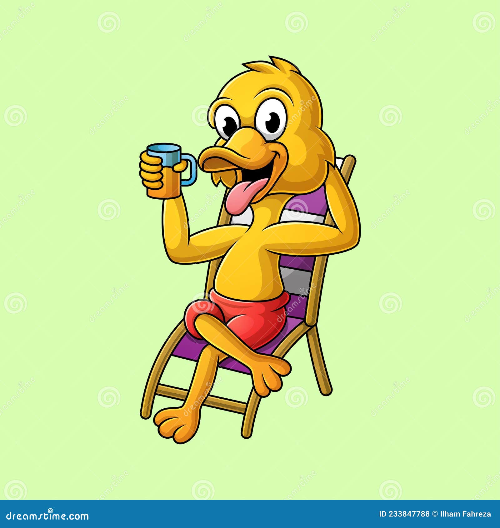 Cartoon duck relaxing stock vector. Illustration of travel - 233847788