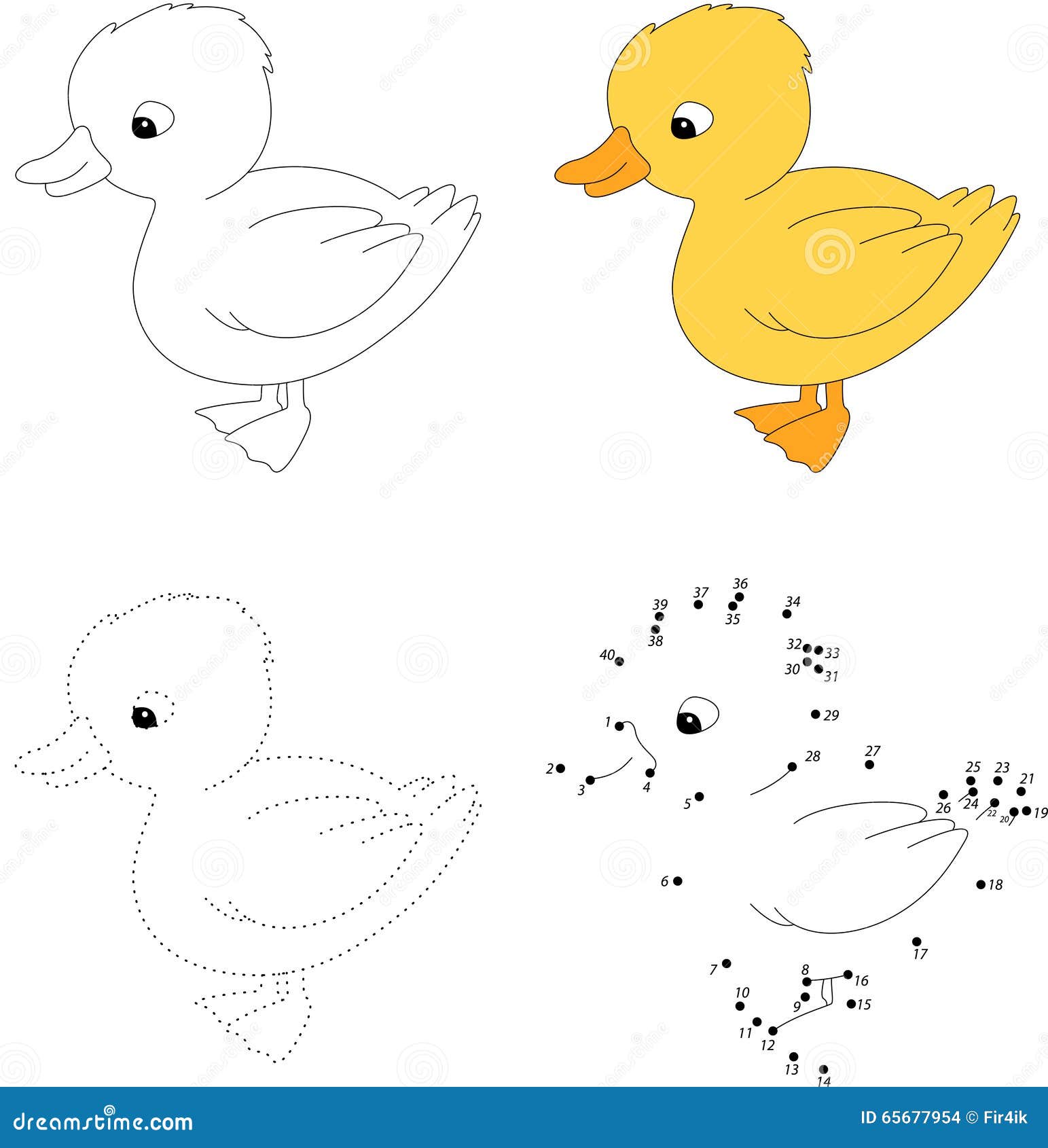 Cartoon Duckling. Vector Illustration. Dot To Dot Game For Kids ...