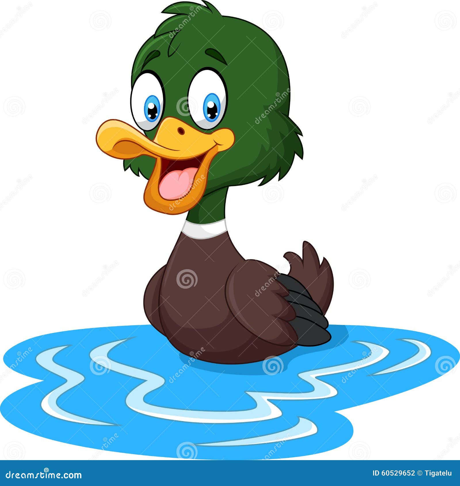 Cartoon Ducks Floats on Water Stock Vector - Illustration of beak ...