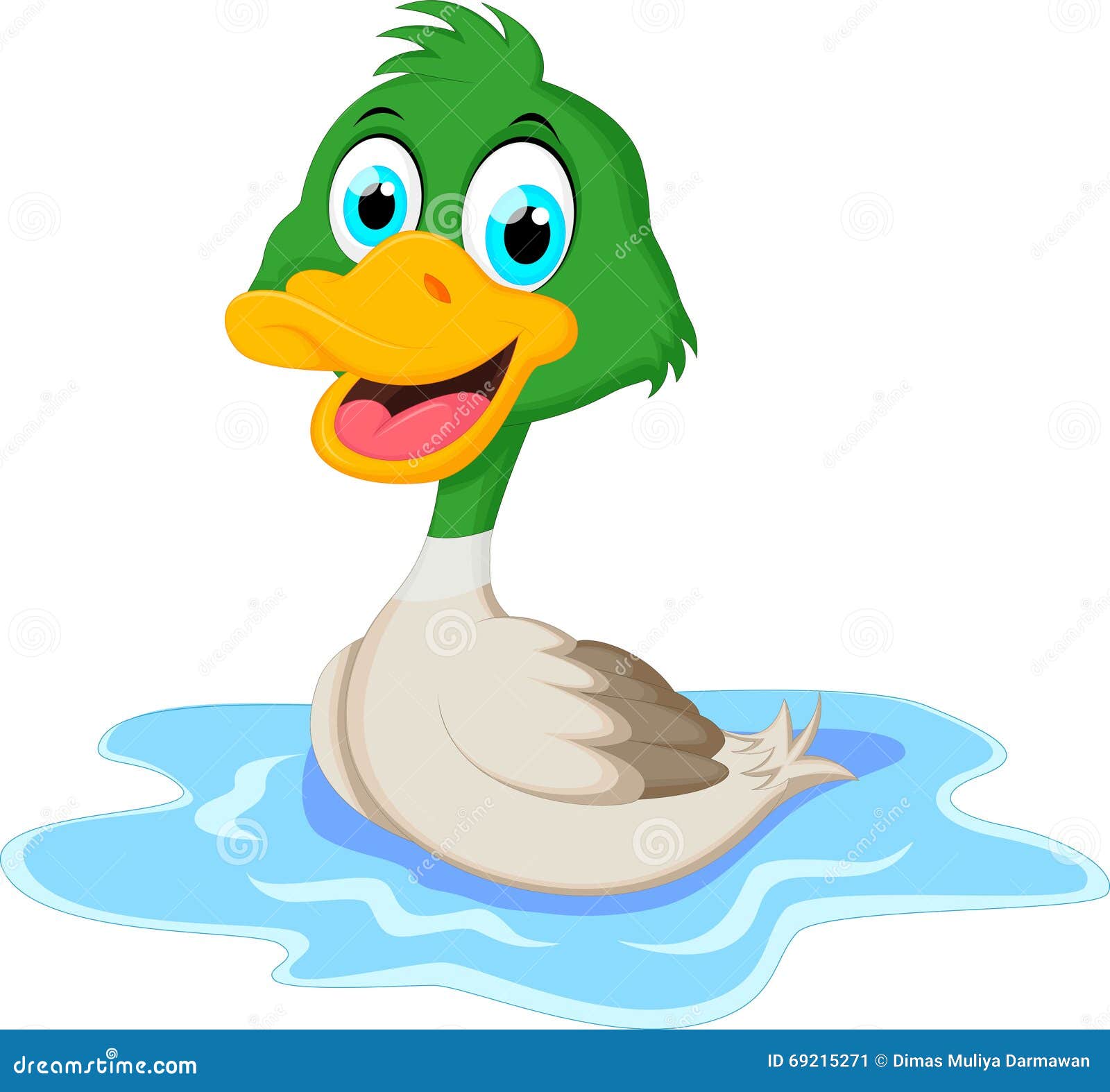 Cartoon Ducks Floats on Water Stock Illustration - Illustration of ...