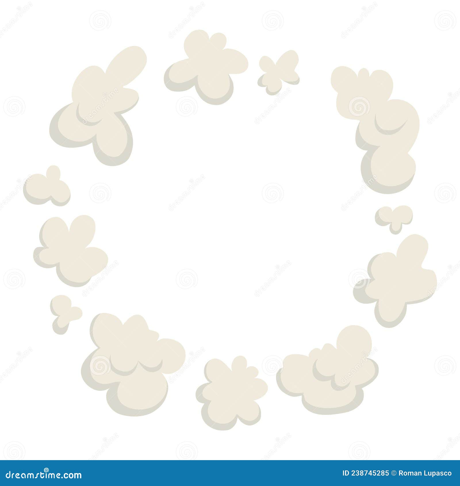 Cartoon Dust Cloud Comic Cloud Shape Spray Air Smoke Fog Road