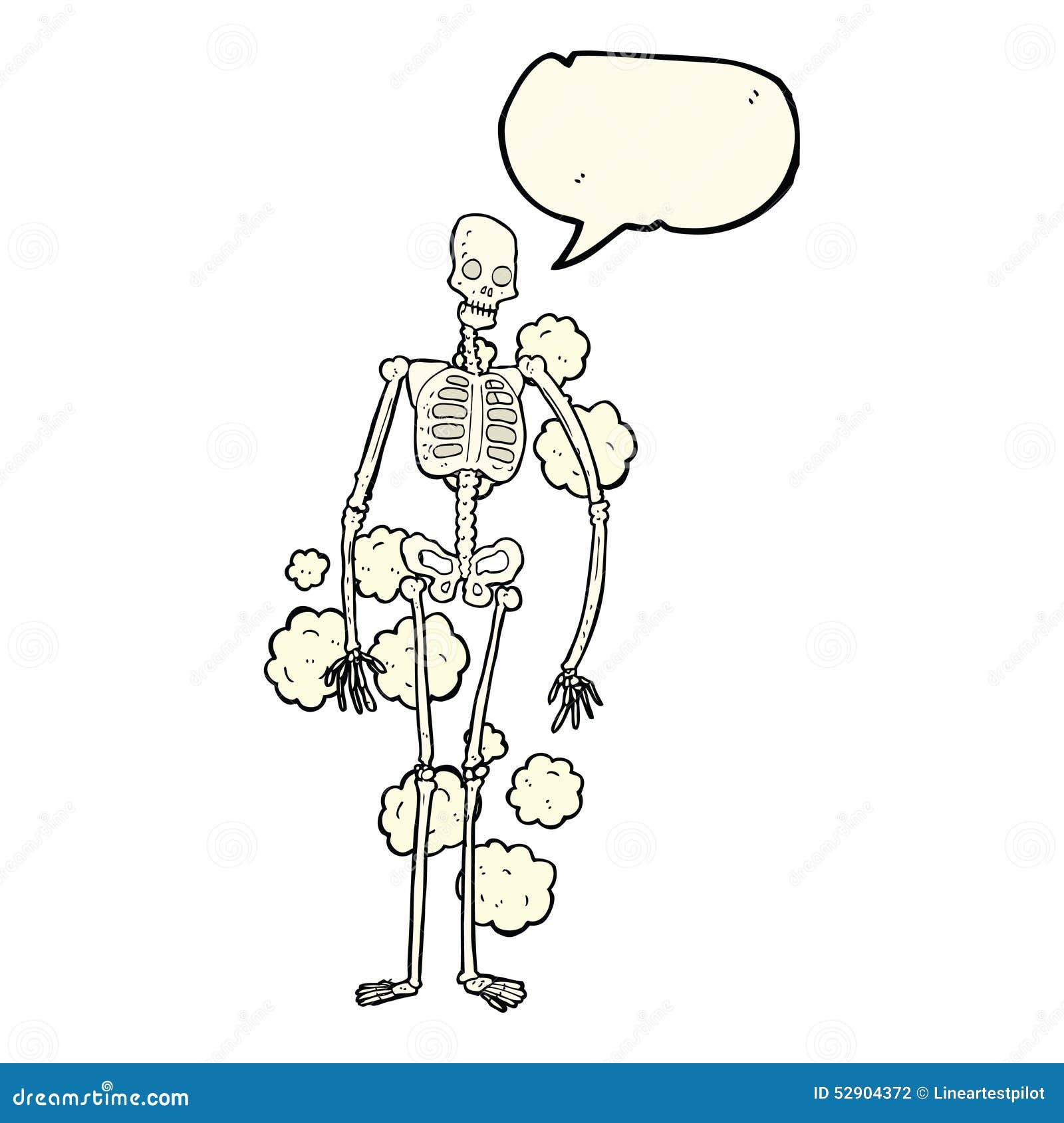 Cartoon Dusty Old Skeleton with Speech Bubble Stock Illustration ...
