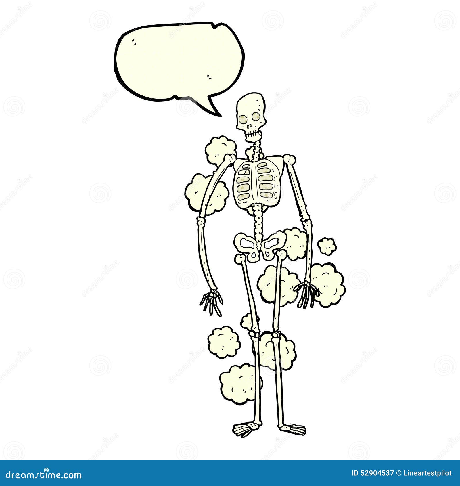 Cartoon Dusty Old Skeleton with Speech Bubble Stock Illustration ...