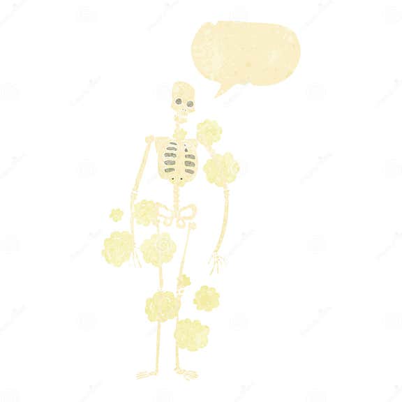 Cartoon Dusty Old Skeleton with Speech Bubble Stock Illustration ...