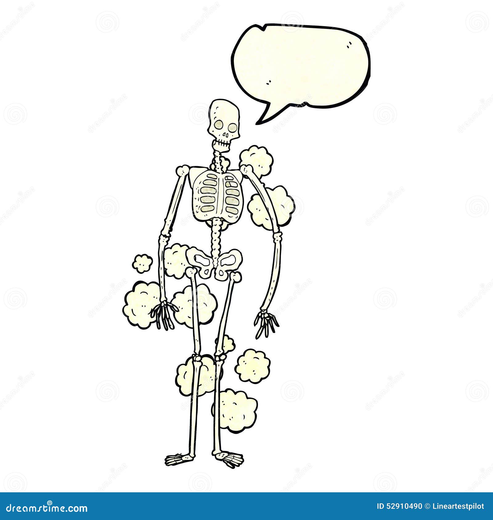 Cartoon Dusty Old Skeleton with Speech Bubble Stock Illustration ...