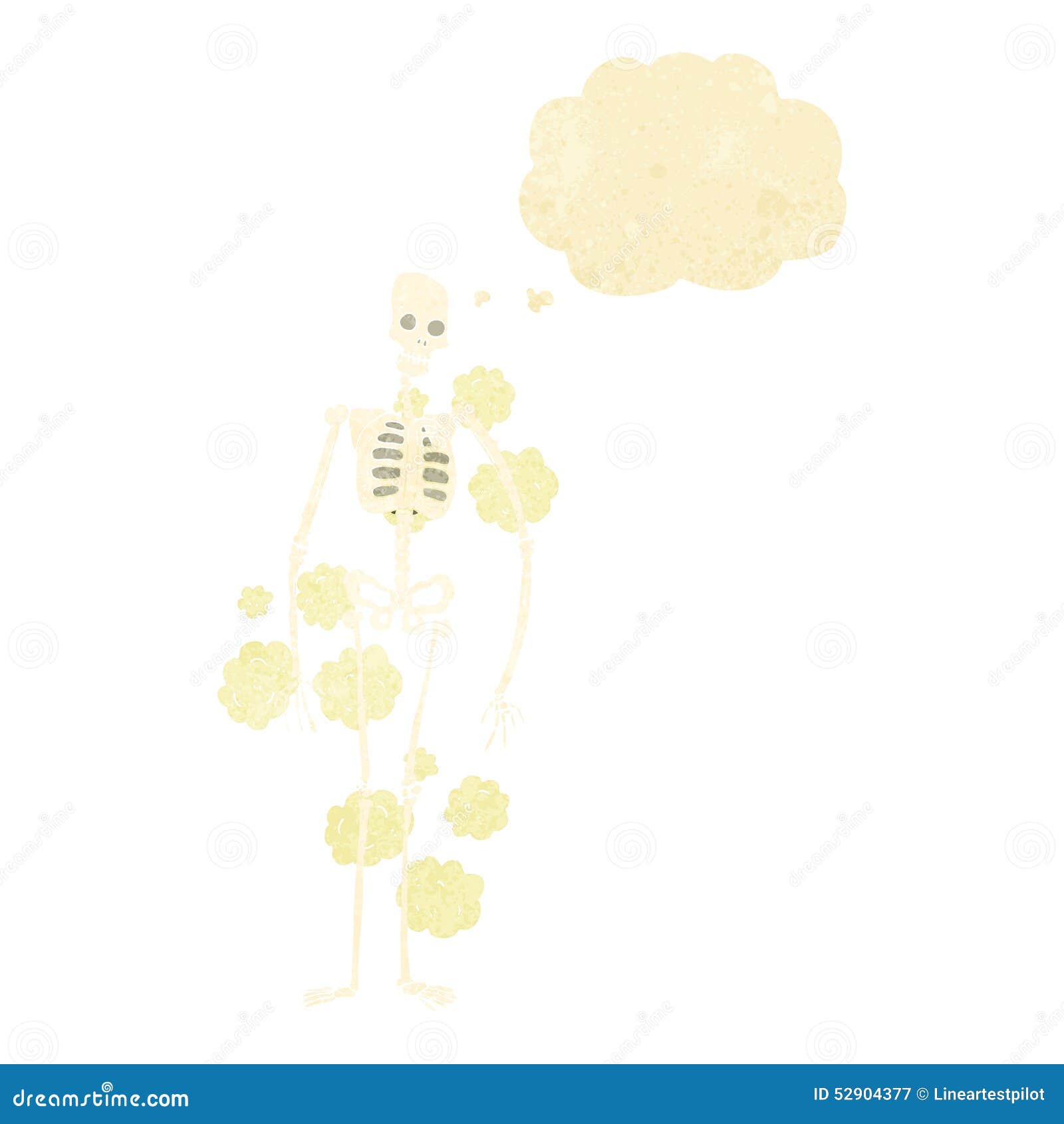 Cartoon Dusty Old Skeleton with Thought Bubble Stock Illustration ...